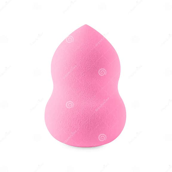 One Pink Makeup Sponge Isolated on White Stock Photo - Image of powder ...