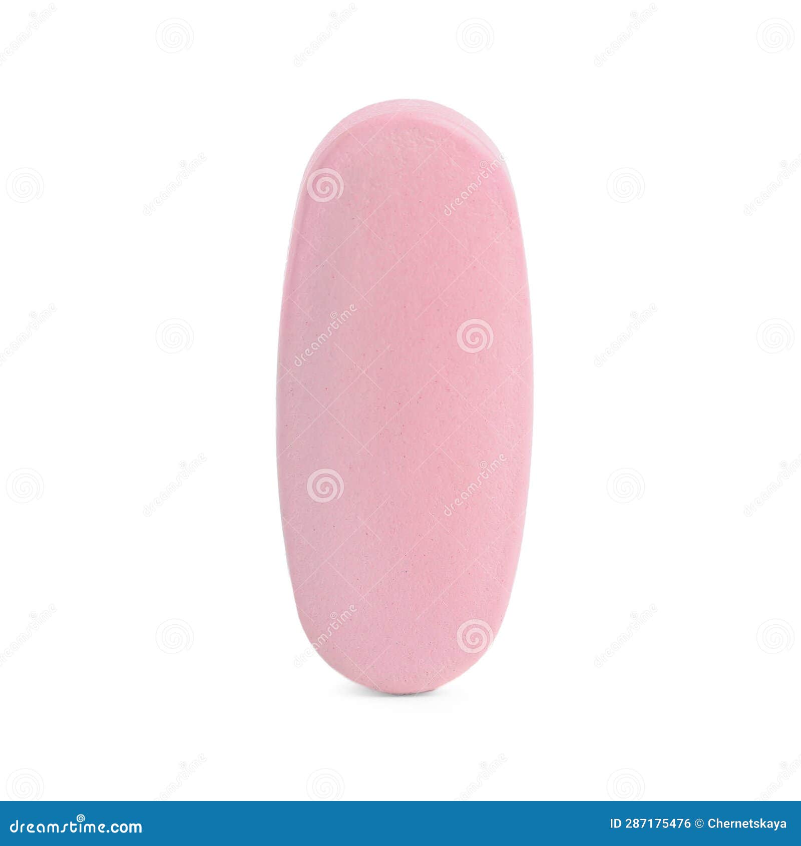 One Pink Pill on White Background. Medicinal Treatment Stock Photo ...