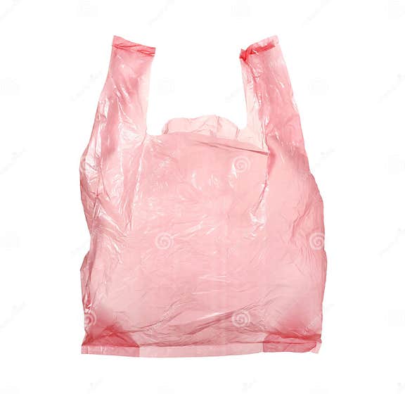 One Pink Plastic Bag Isolated on White Stock Image - Image of package ...