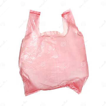 One Pink Plastic Bag Isolated on White Stock Image - Image of design ...