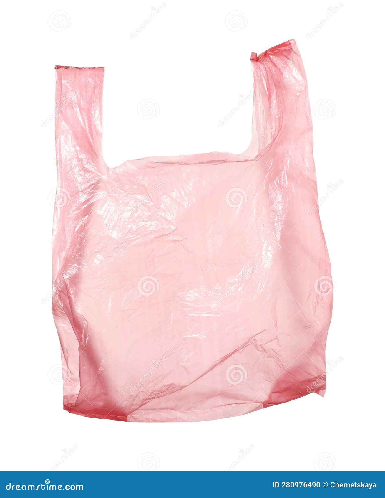 One Pink Plastic Bag Isolated on White Stock Photo - Image of ...