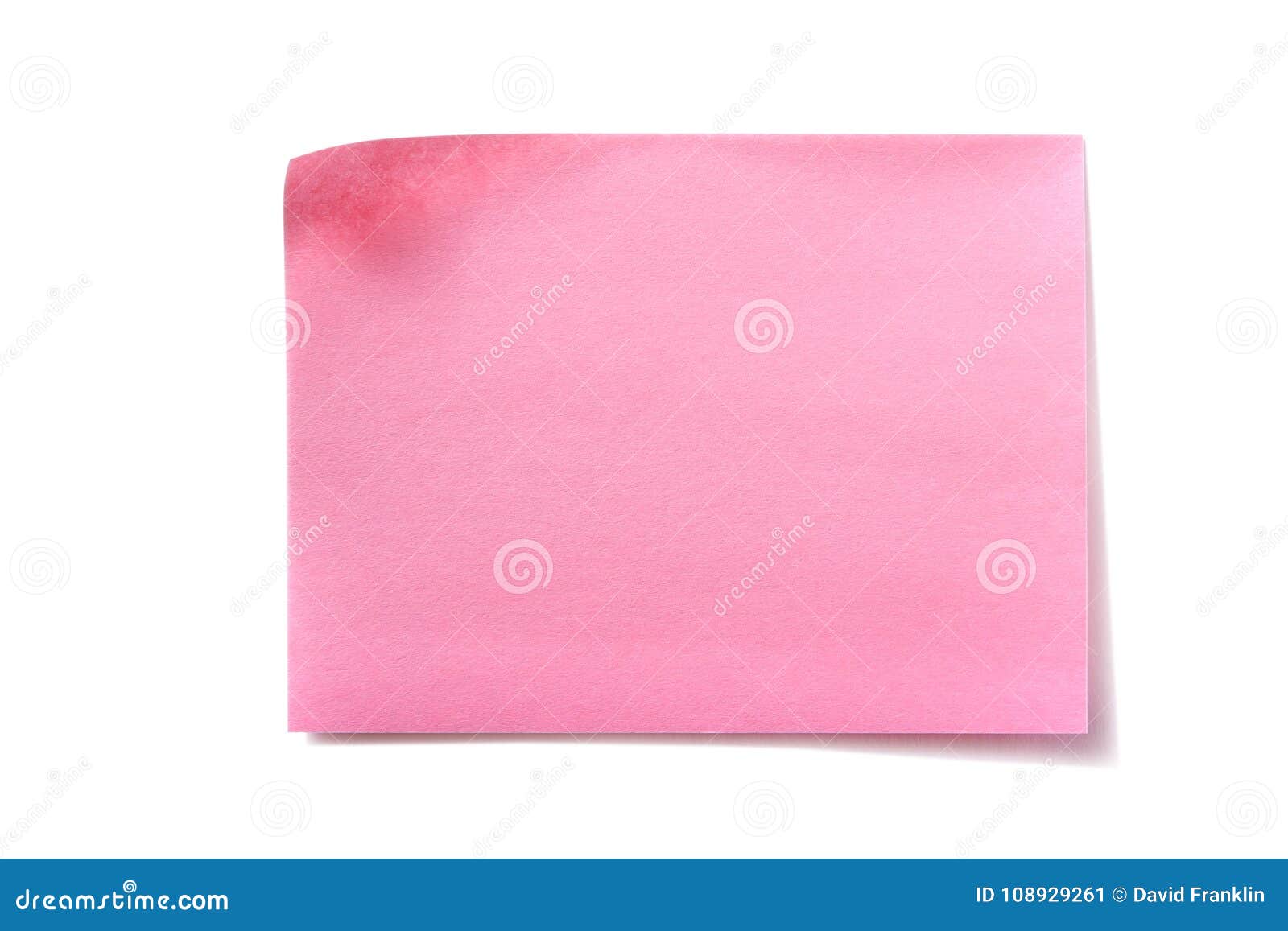 One Pink Sticky Post Note Isolated White Background Stock Image - Image ...