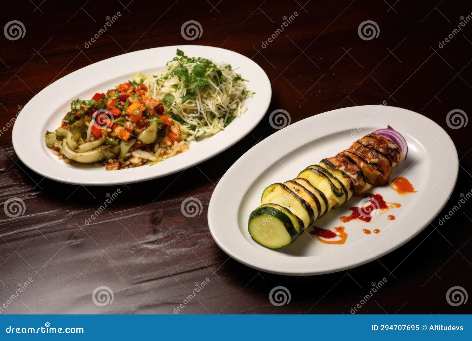 One Plate Serving Three Different Cuisines Stock Image - Image of ...