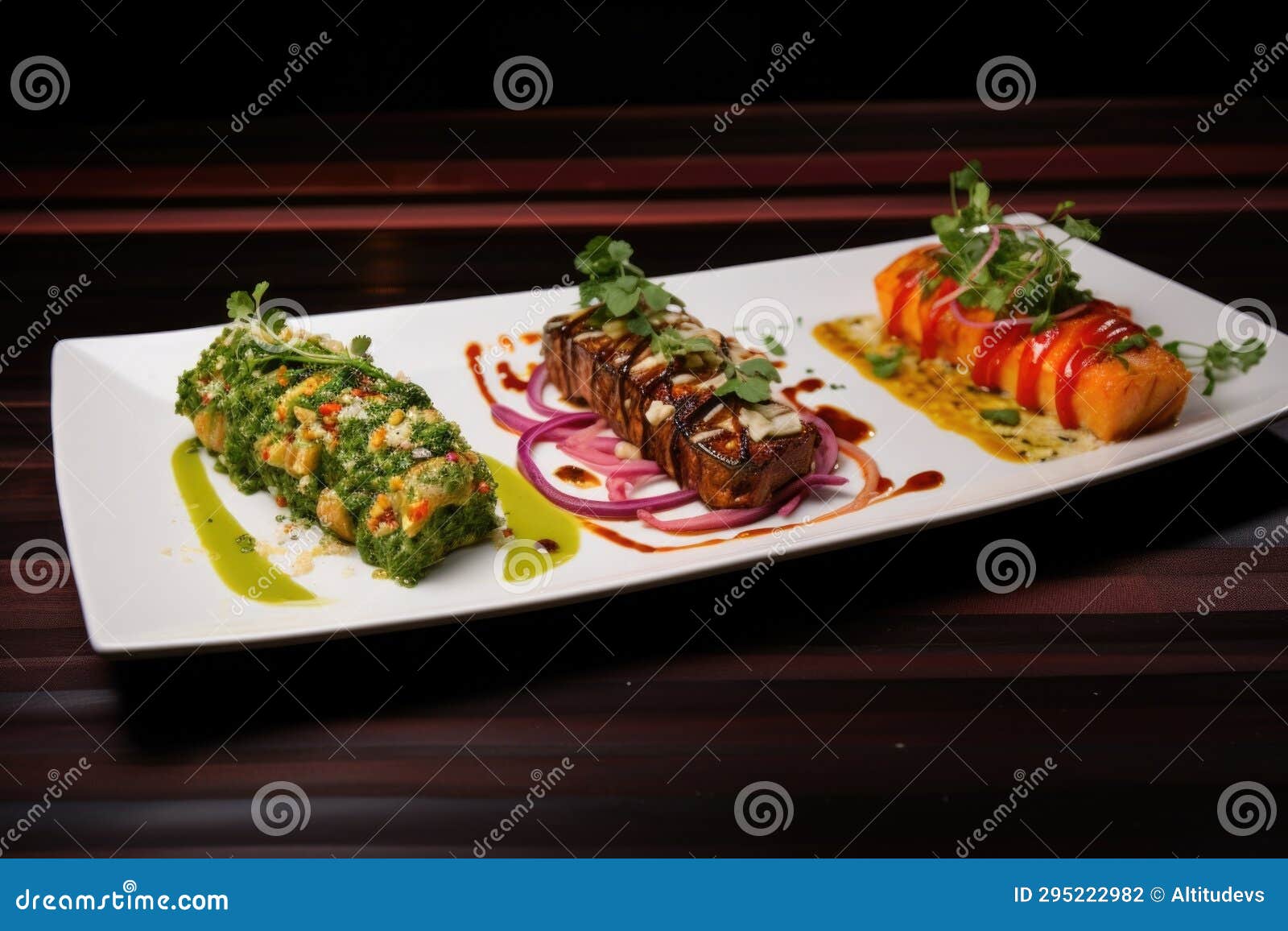 One Plate Serving Three Different Cuisines Stock Photo - Image of ...