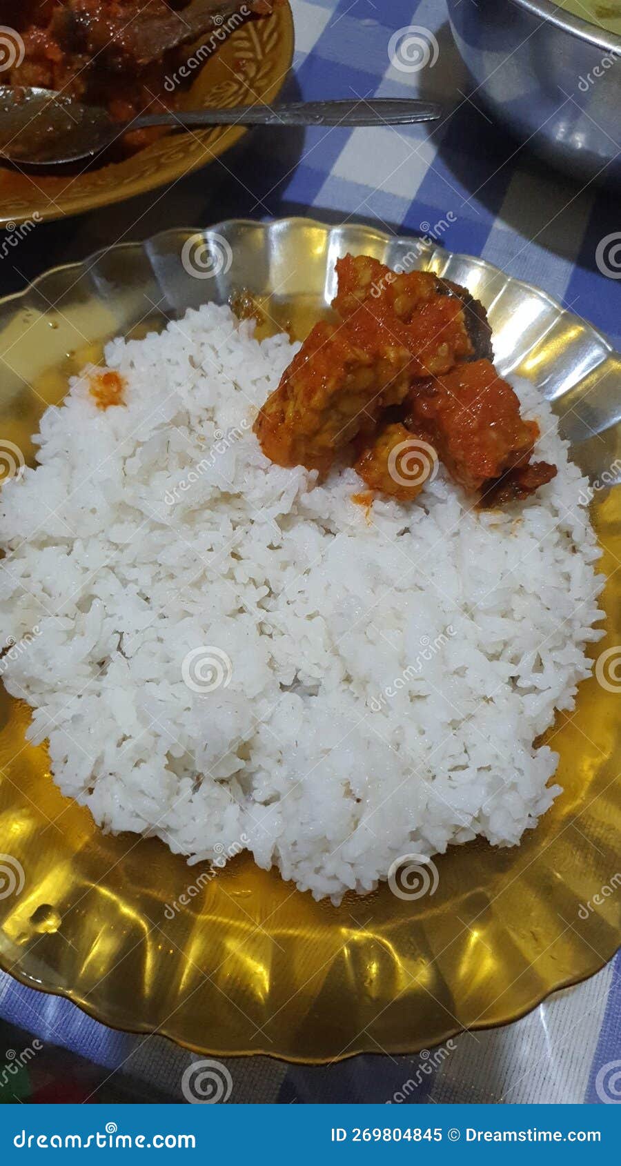 One Plate of White Rice Makes the Body Stamina Stock Image - Image of ...