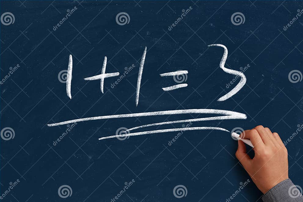 One plus One Equal Three stock photo. Image of school - 149414796