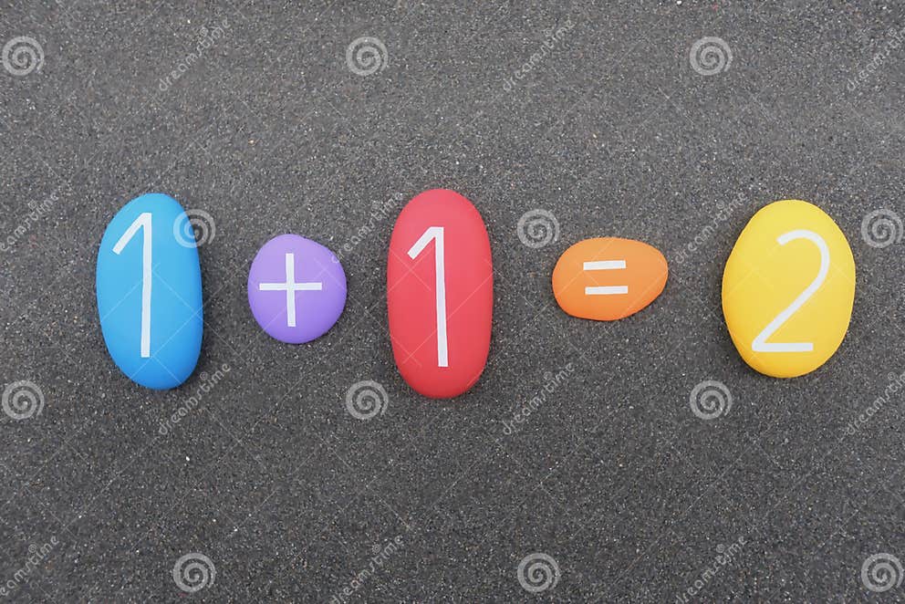 One plus one equal to two stock image. Image of artistic - 159462691