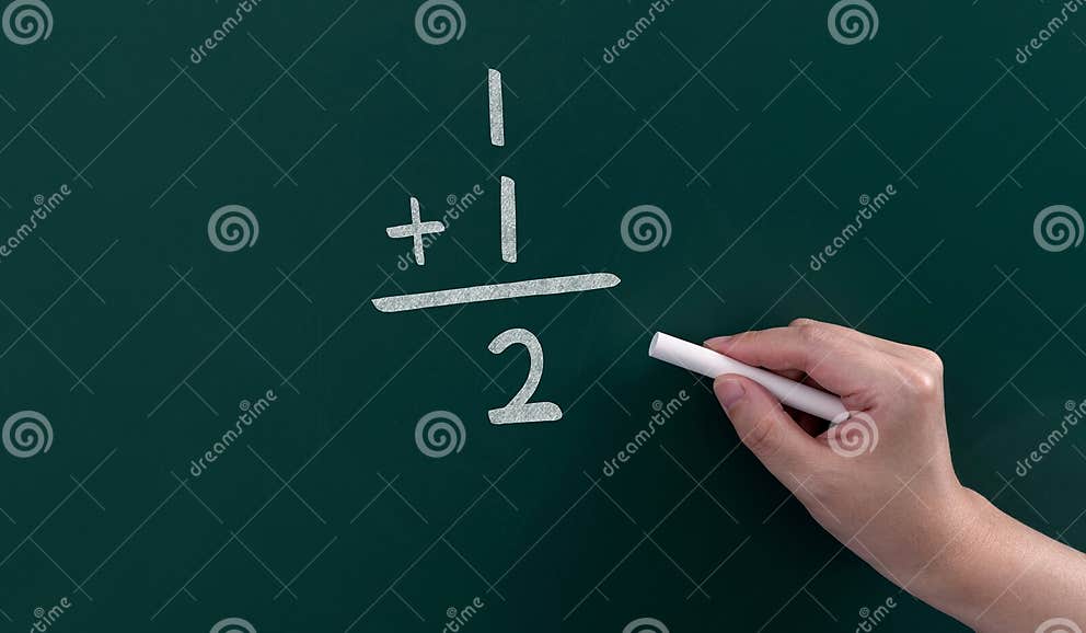 One Plus One Equals Two Written on Chalkboard Stock Photo - Image of ...