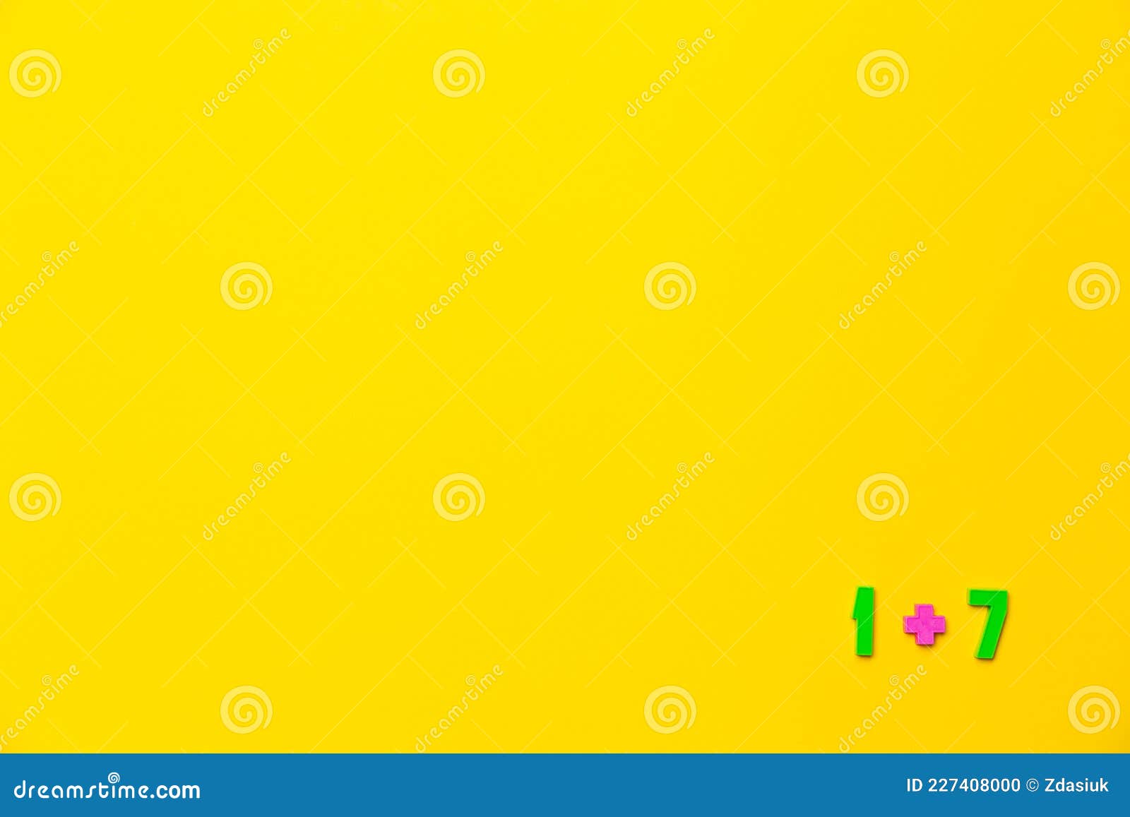 One Plus Seven Equals Eight is Example on Yellow Background. Copy Space ...
