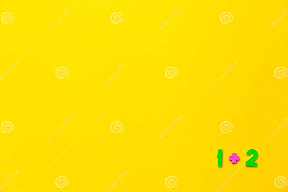 One Plus Two Equals Three is Example on Yellow Background. Copy Space ...