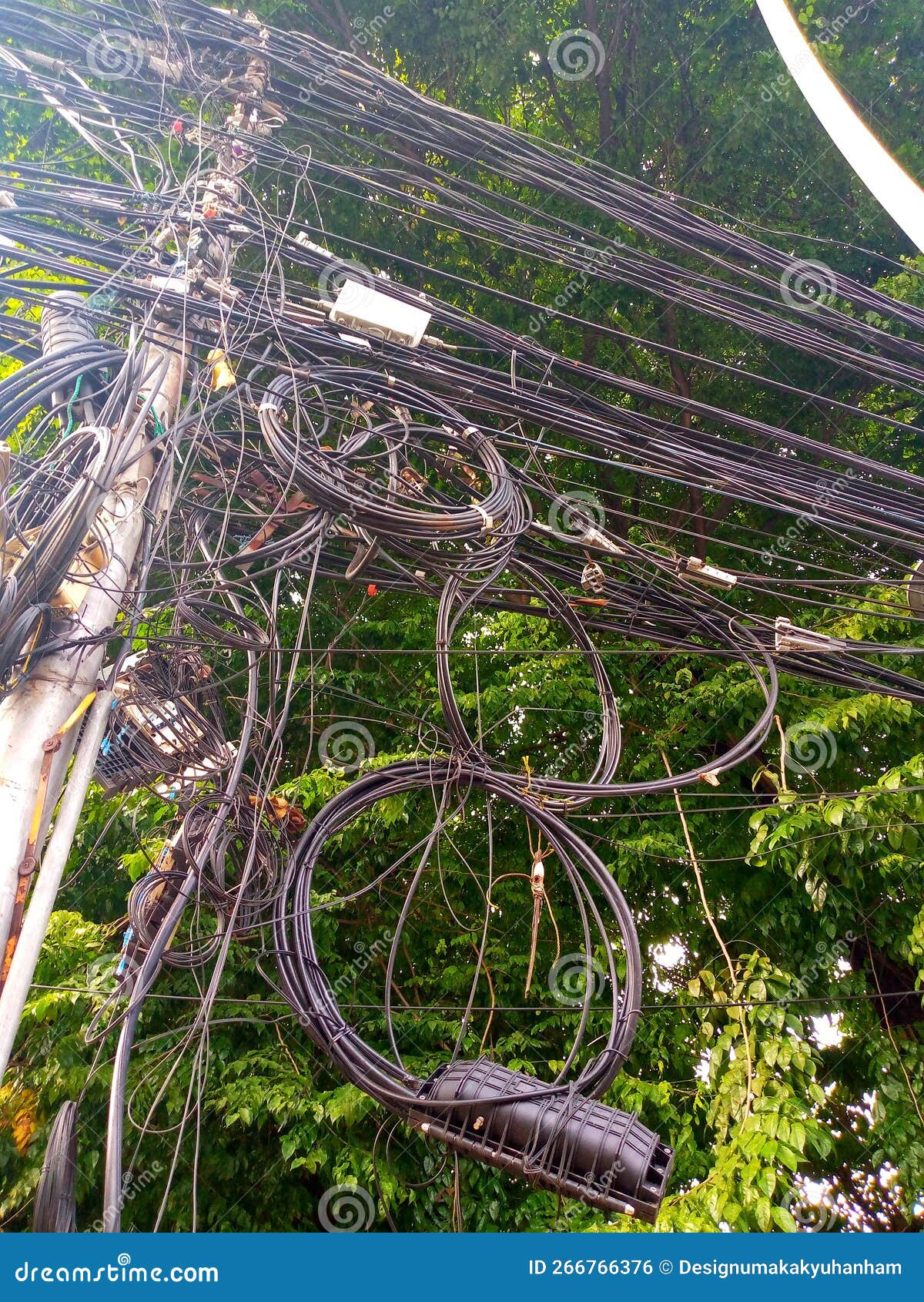 One Pole Full of Cable Wiring Stock Photo - Image of boxs ...