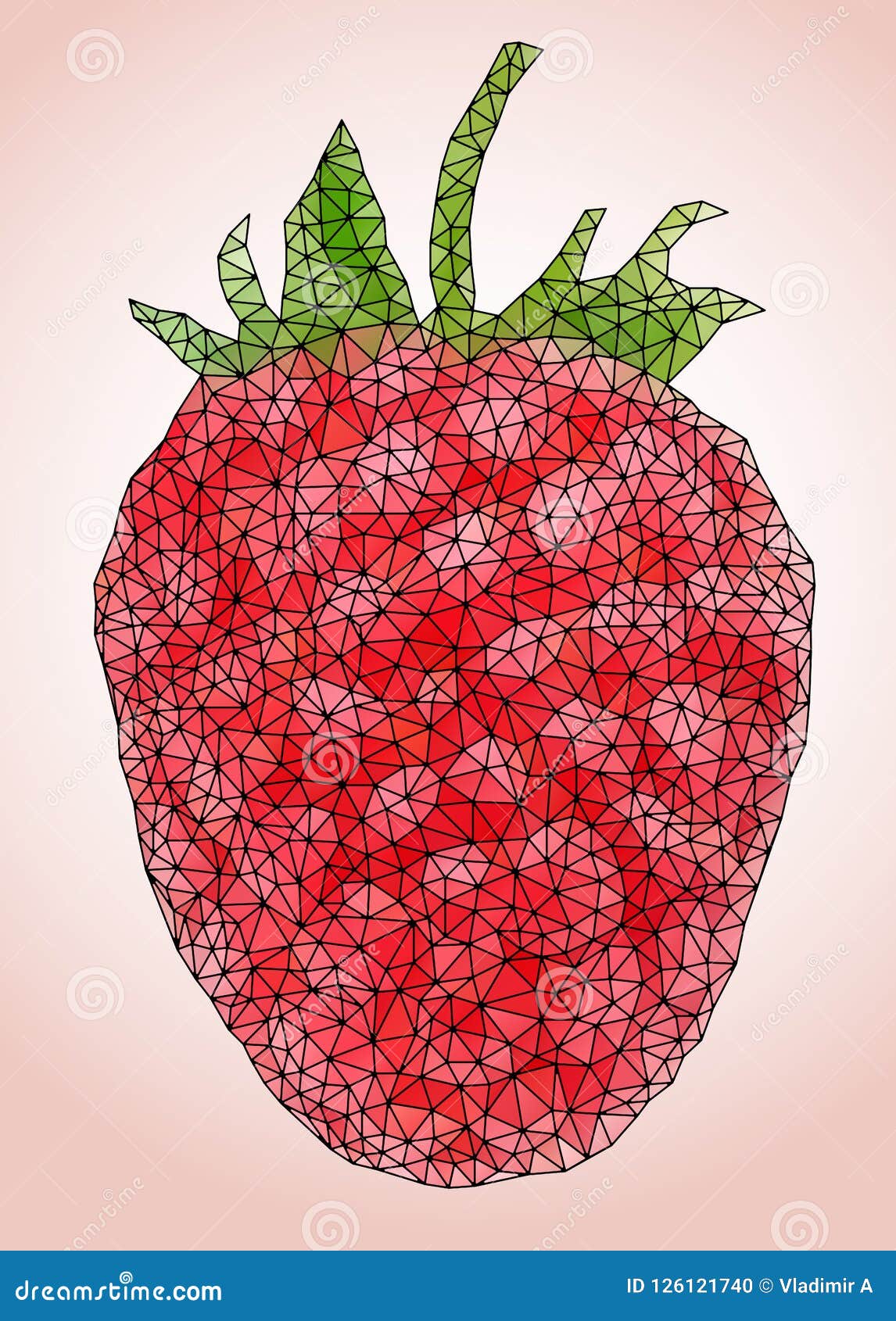 One Polygonal Raspberry Fruit Isolated on the Gradient Background ...
