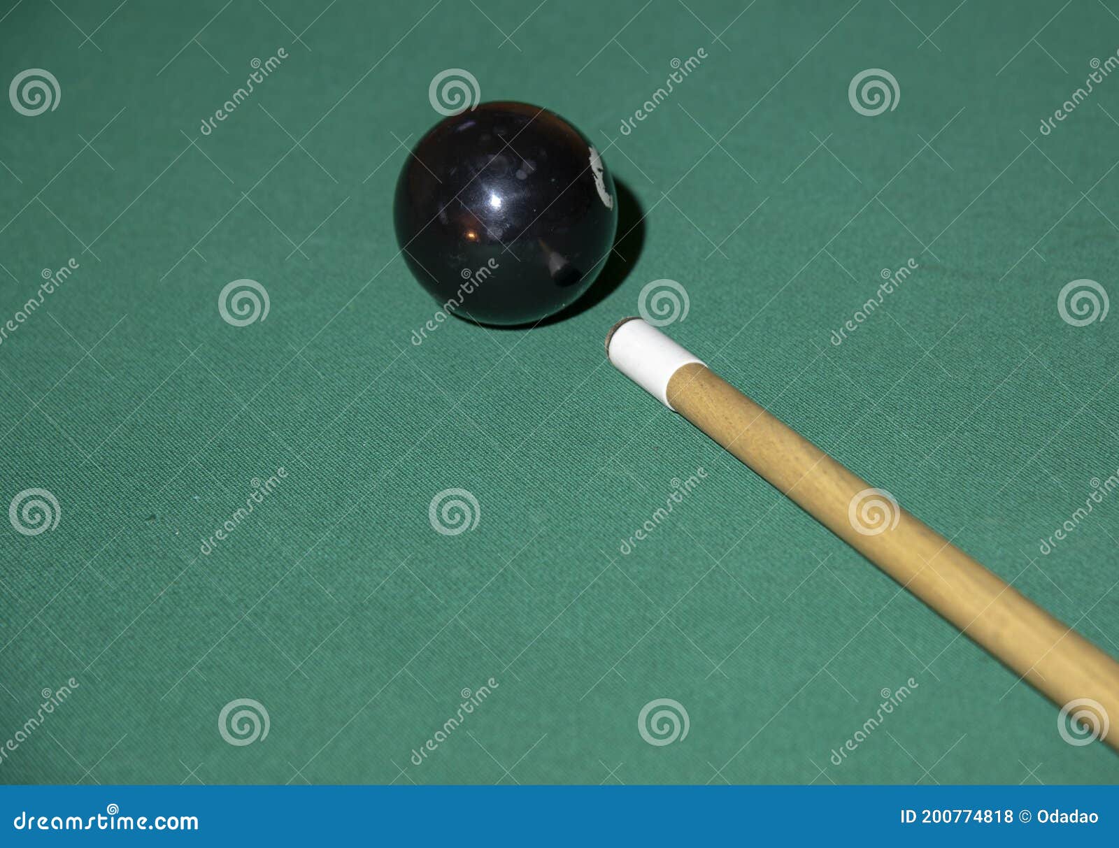One Pool Ball and Cue on the Snooker Table Stock Photo - Image of ...