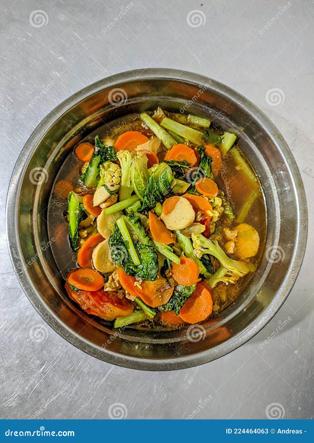 One Portion of Cooked Vegetable Capcay Consisting of Various Pieces of ...