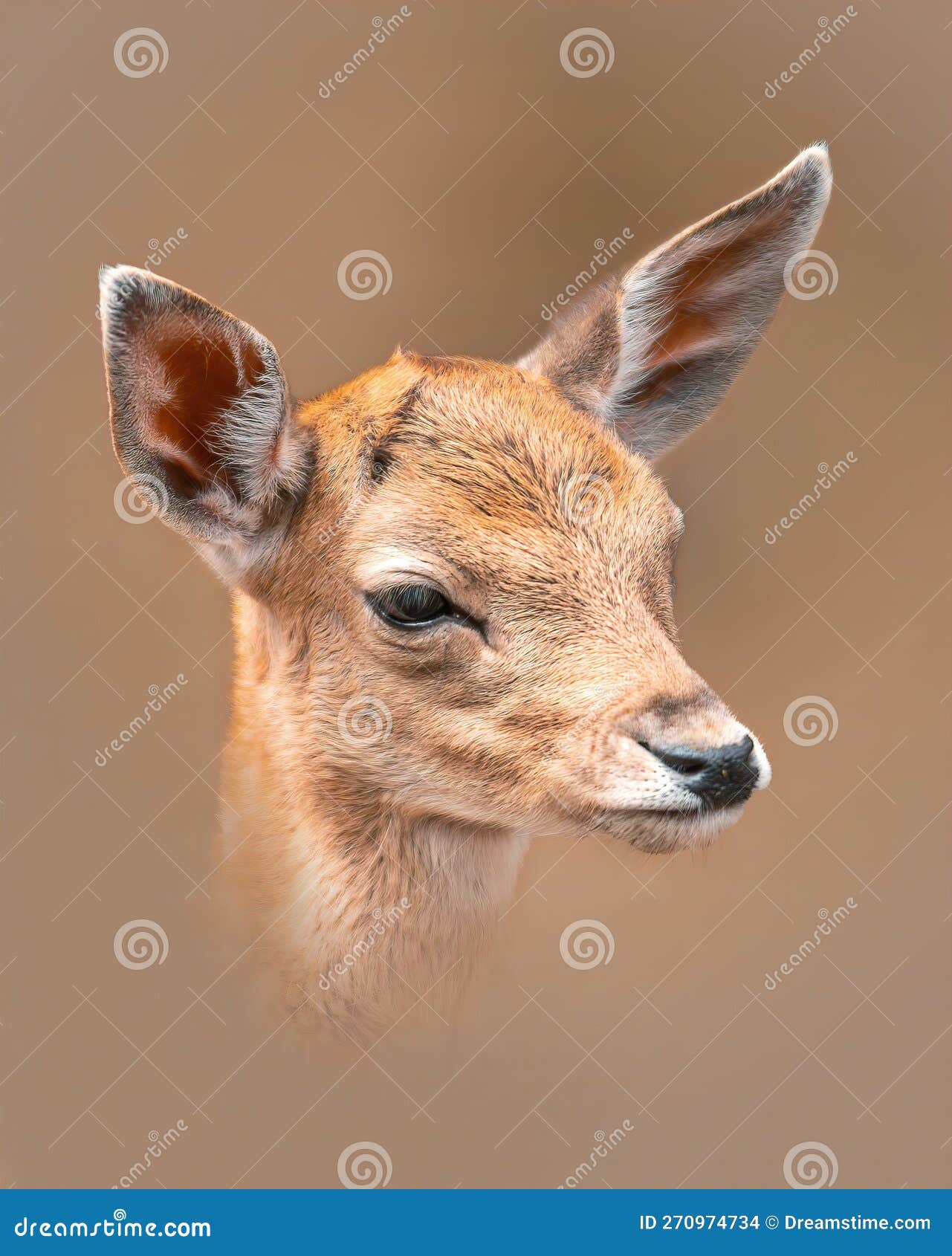 One Portrait of a Young Fallow Deer Calf Stock Photo - Image of ...