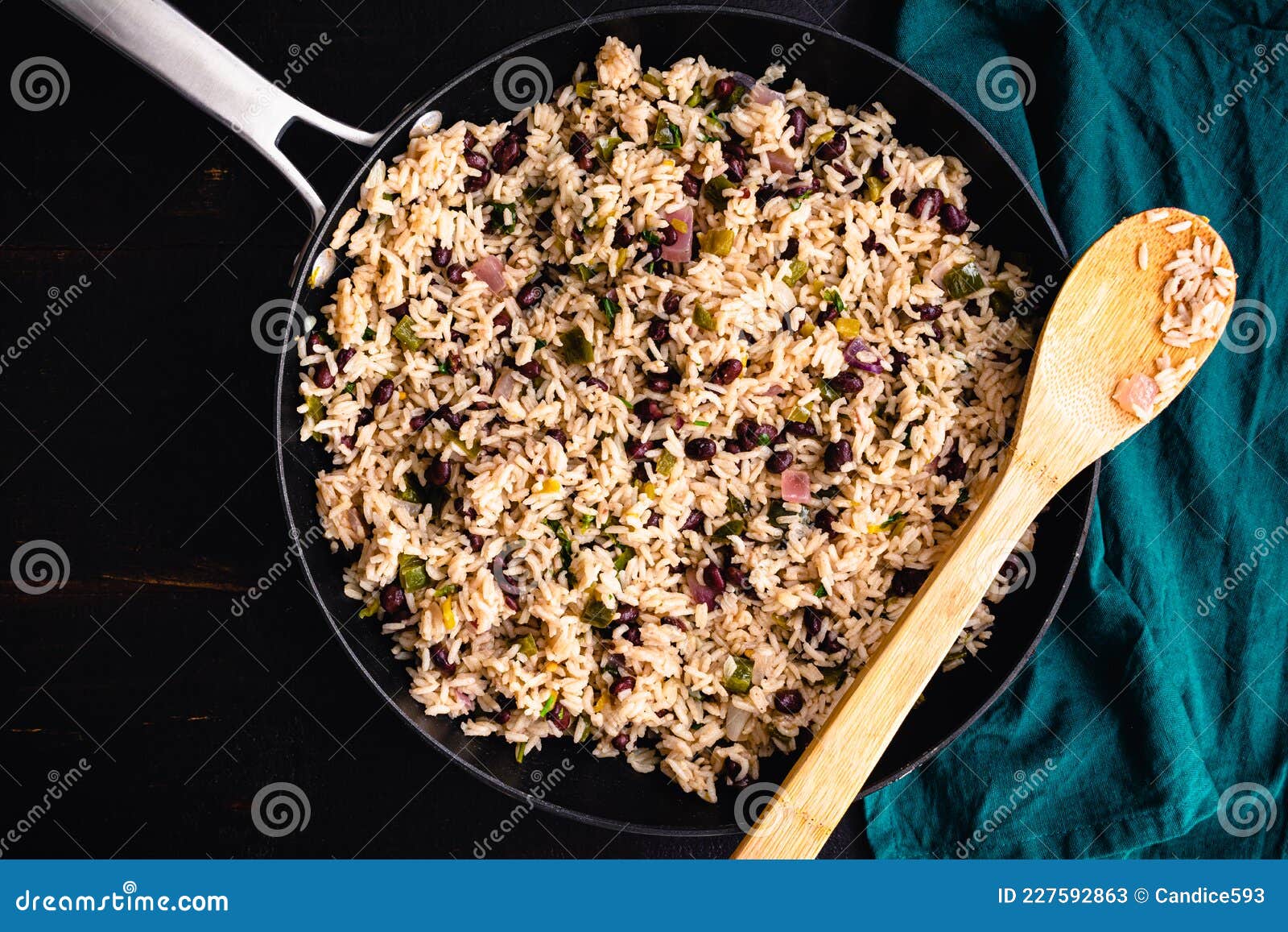 Cilantro Lime Rice with Black Beans in a Skillet Stock Image - Image of ...