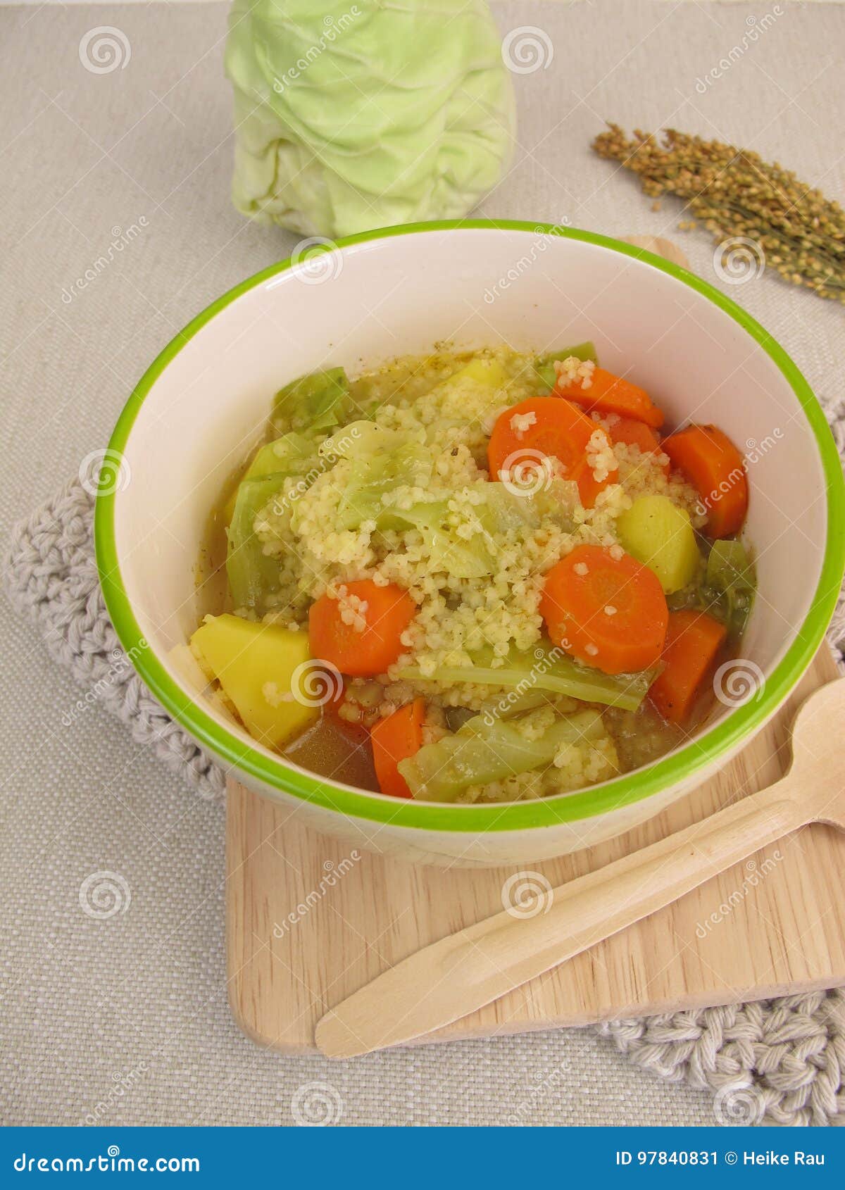 One Pot Soup with Cone Cabbage and Millet Stock Image - Image of ...