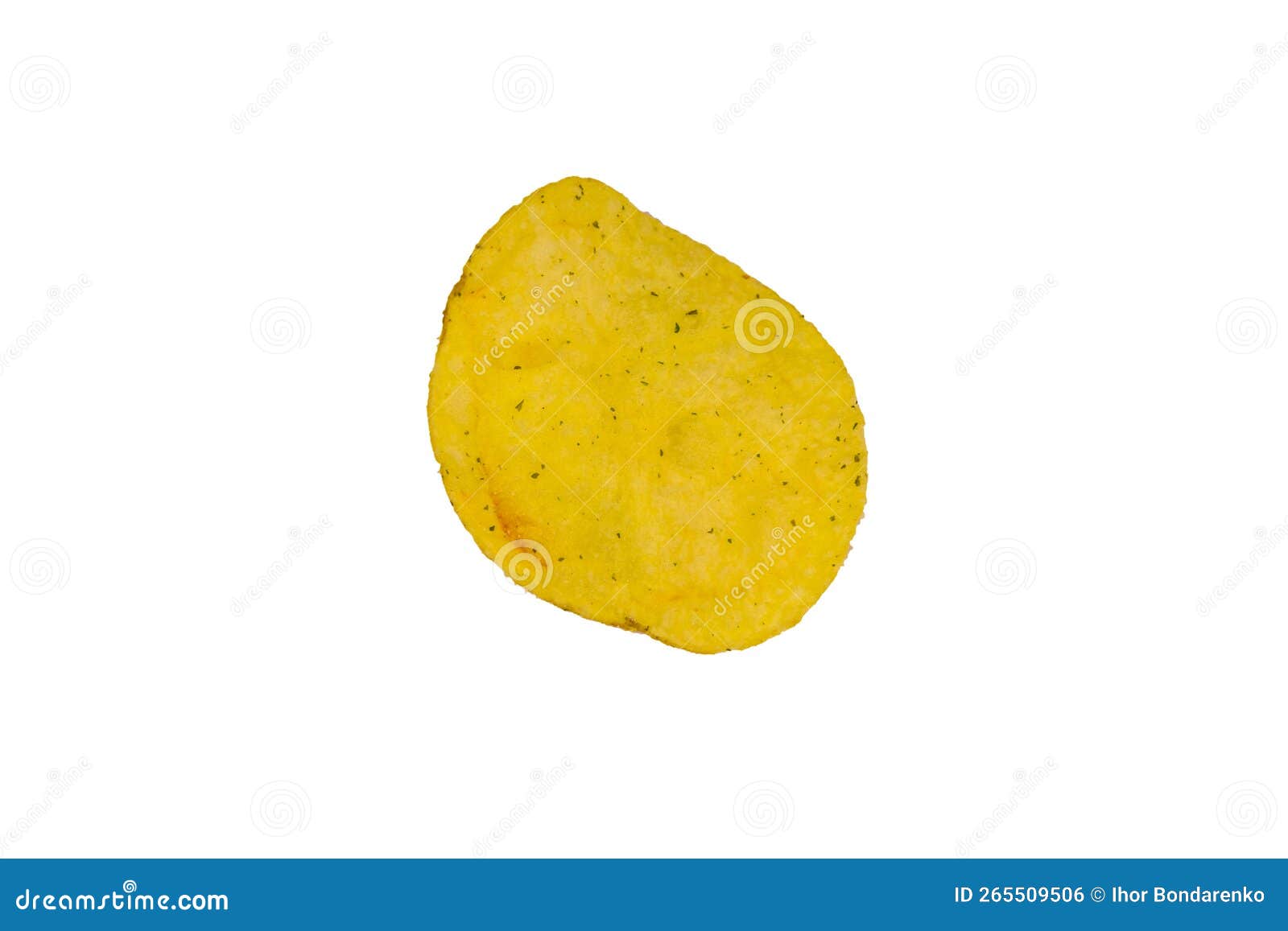 One Potato Chip Isolated on a White Background Stock Photo - Image of ...