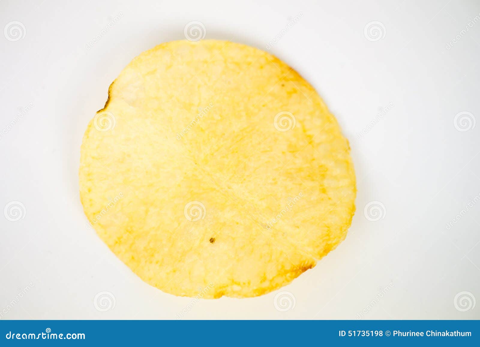 One Potato Chip on a White Background Stock Photo - Image of party ...