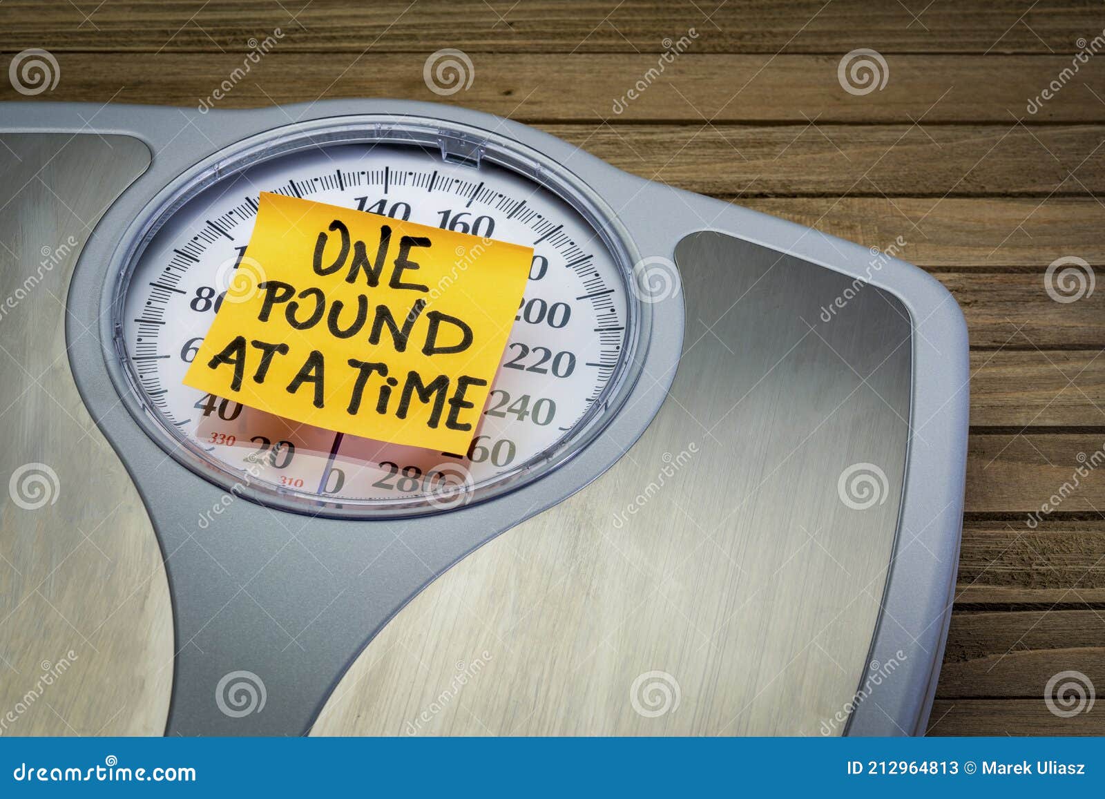 One Pound at a Time- Reminder Note on a Bathroom Scale Stock Image ...