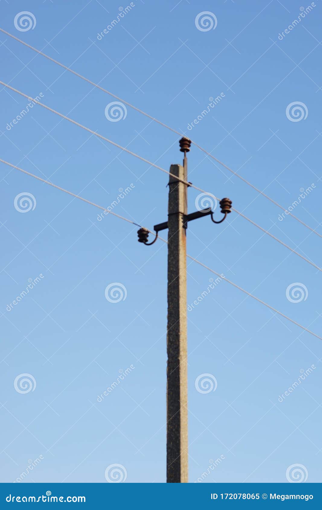 One Power Line in the Blue Sky Stock Image - Image of industry ...