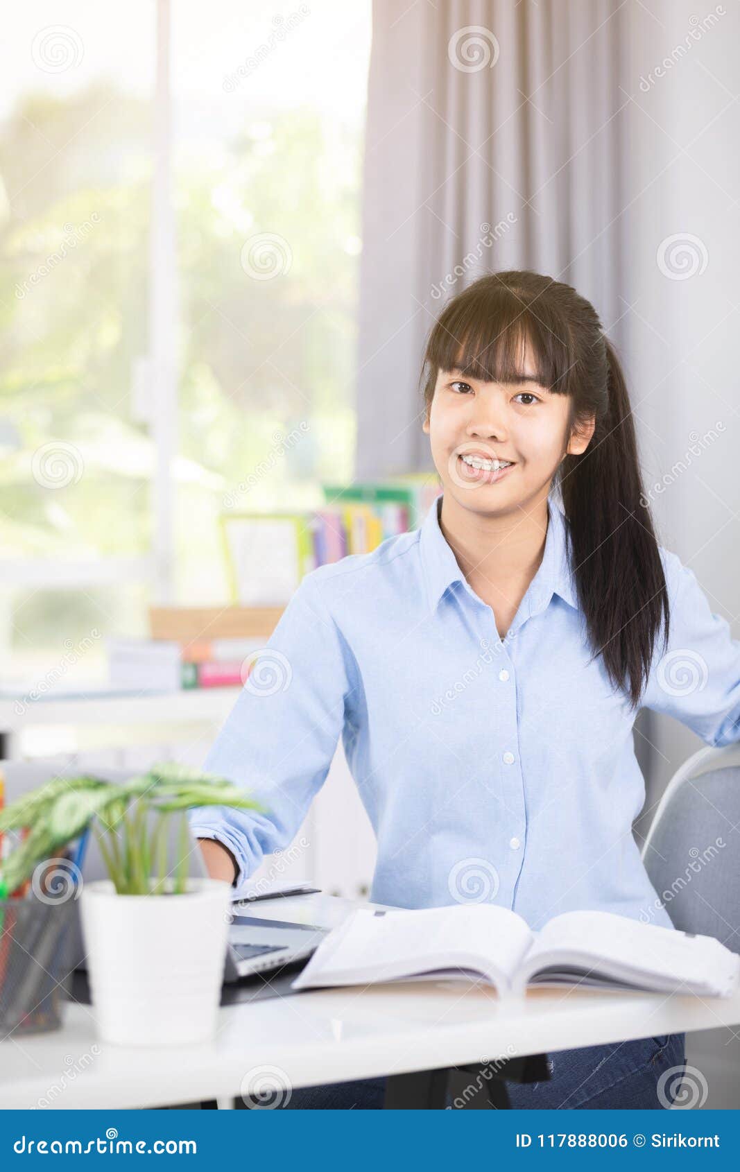 Young Asian or Chinese College Student Study in the Class Stock Photo ...