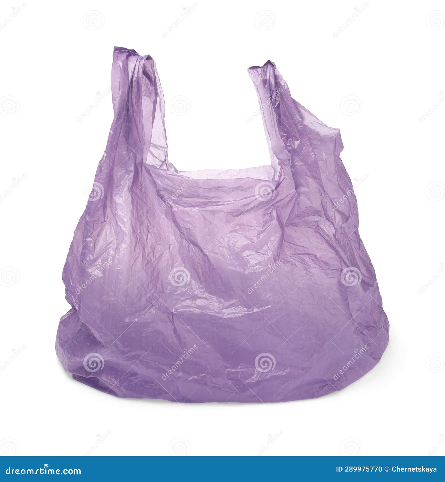 One Purple Plastic Bag Isolated on White Stock Photo - Image of garbage ...