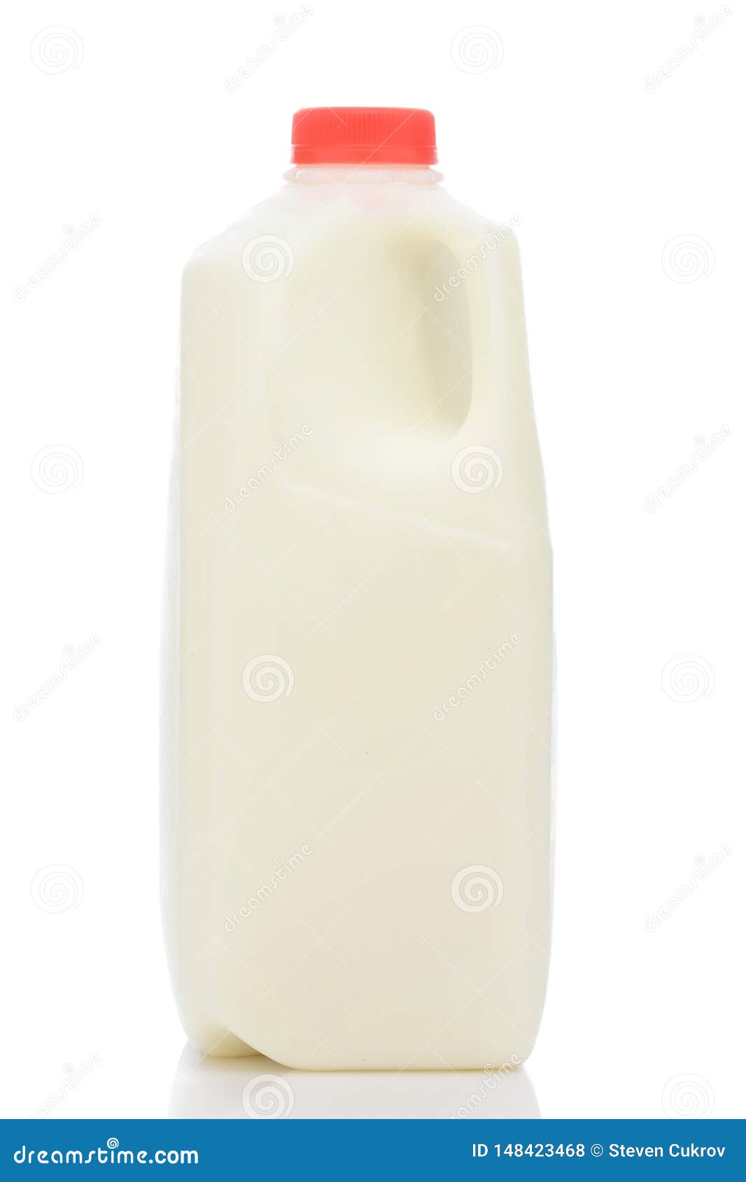 A One Quart Plastic Bottle of Milk, with Red Cap and No Label Stock ...
