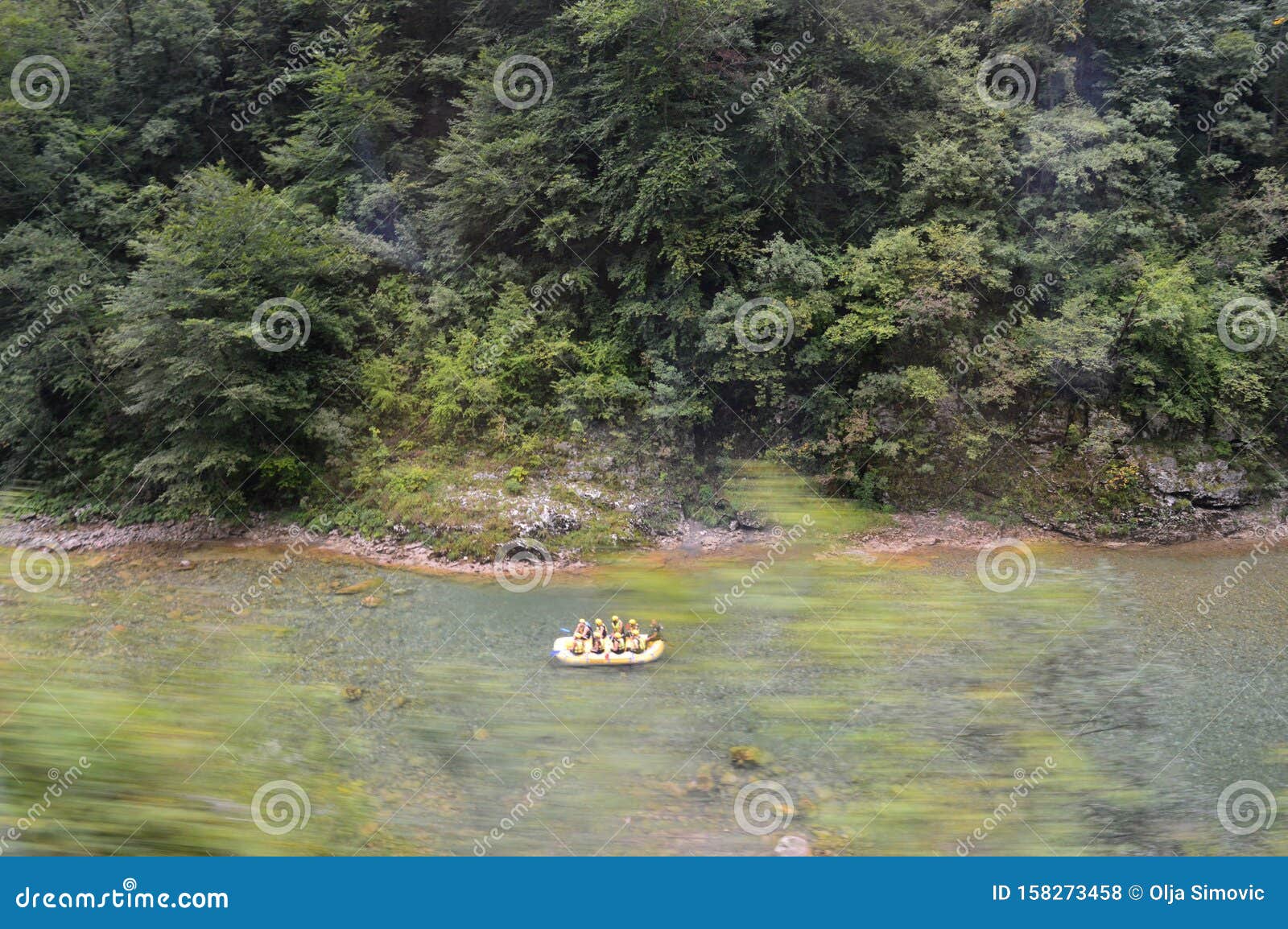 Rafting boat in the river stock photo. Image of people - 158273458