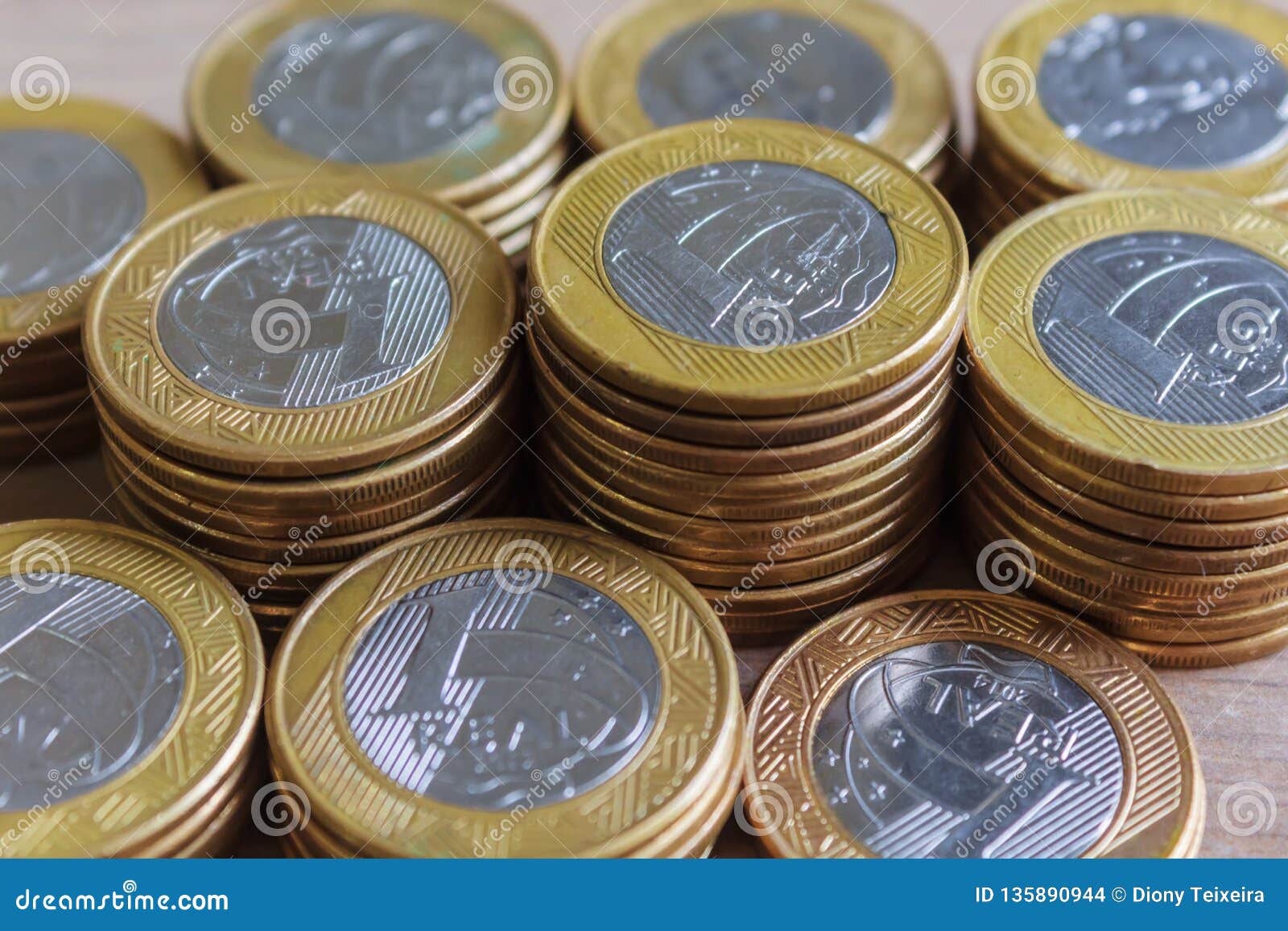 One Real Coins, Brazilian Currency Stock Photo - Image of business ...