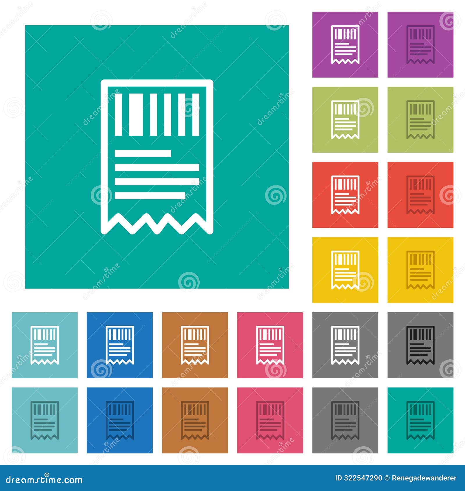 One Receipt with Barcode Outline Square Flat Multi Colored Icons Stock ...