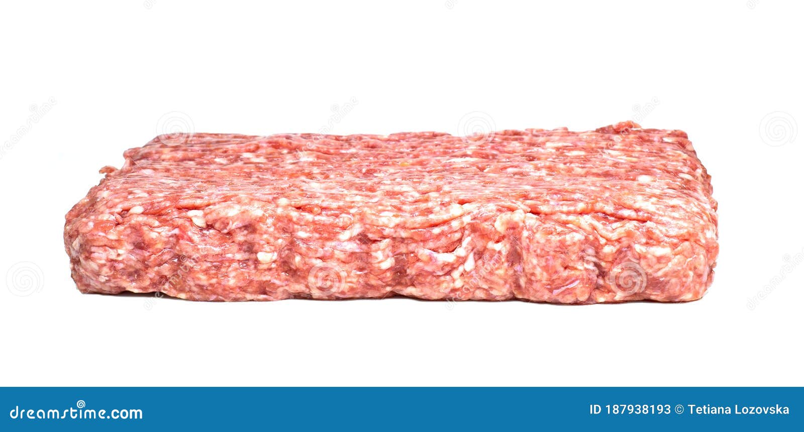 One Rectangular Minced Pork and Beef Meat on White Background Stock ...