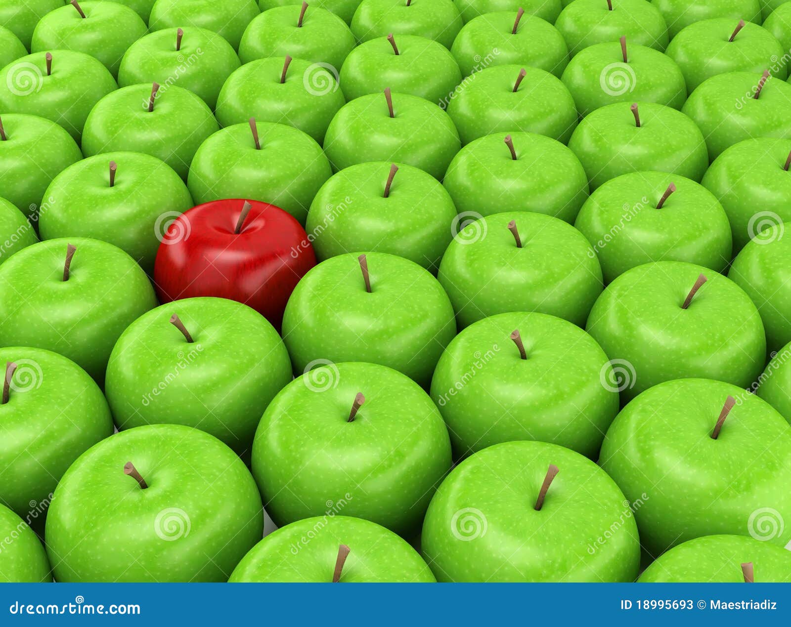 One Red Apple on a Background of Green Apples Stock Illustration ...