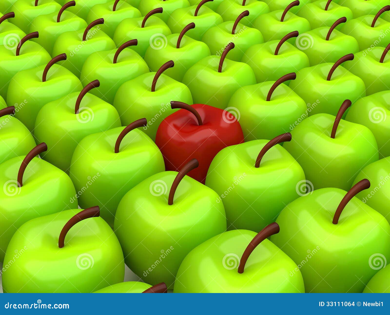 One Red Apple among Background of Green Apples Stock Photo - Image of ...