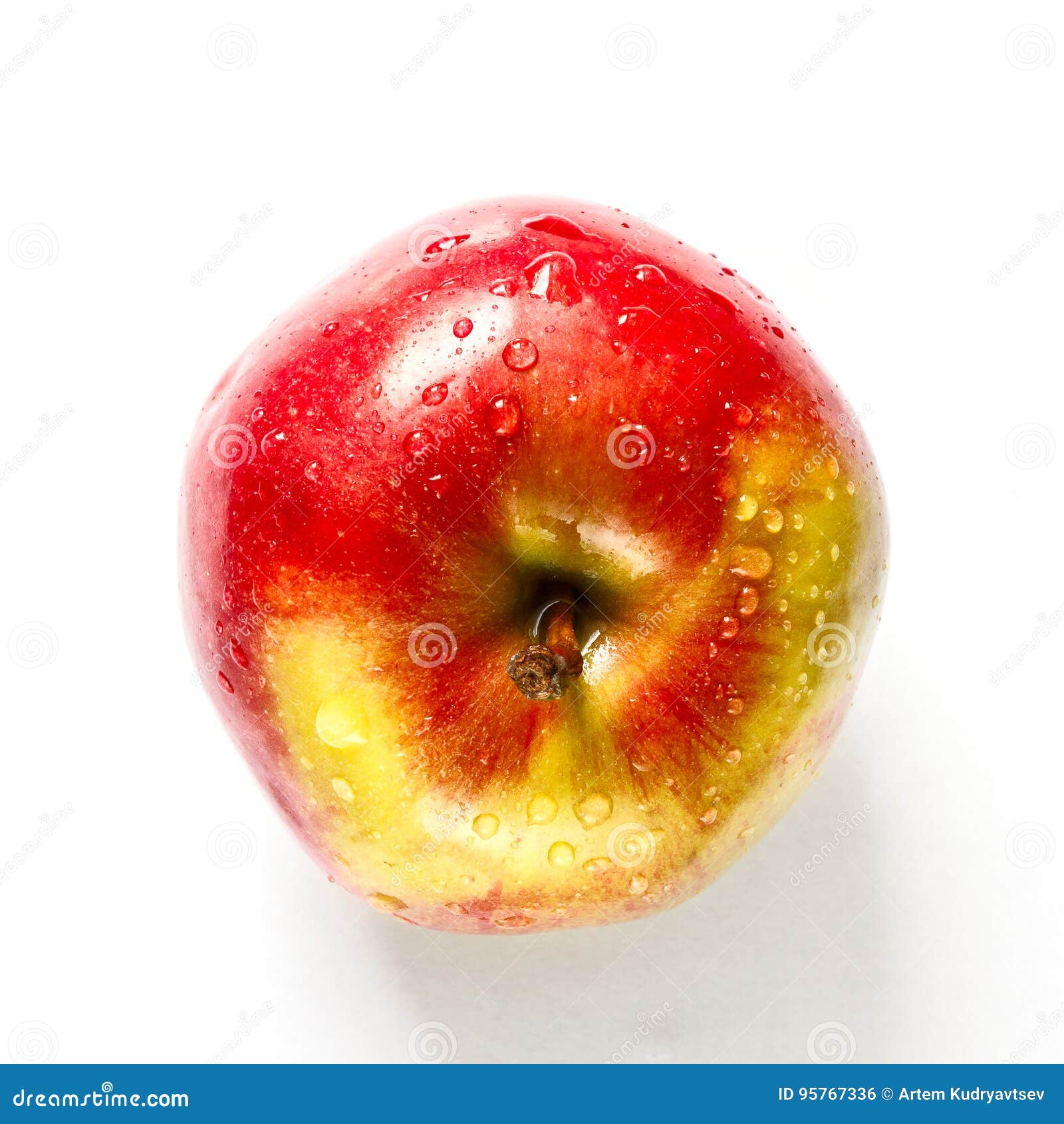 One red apple top view. stock photo. Image of dessert - 95767336