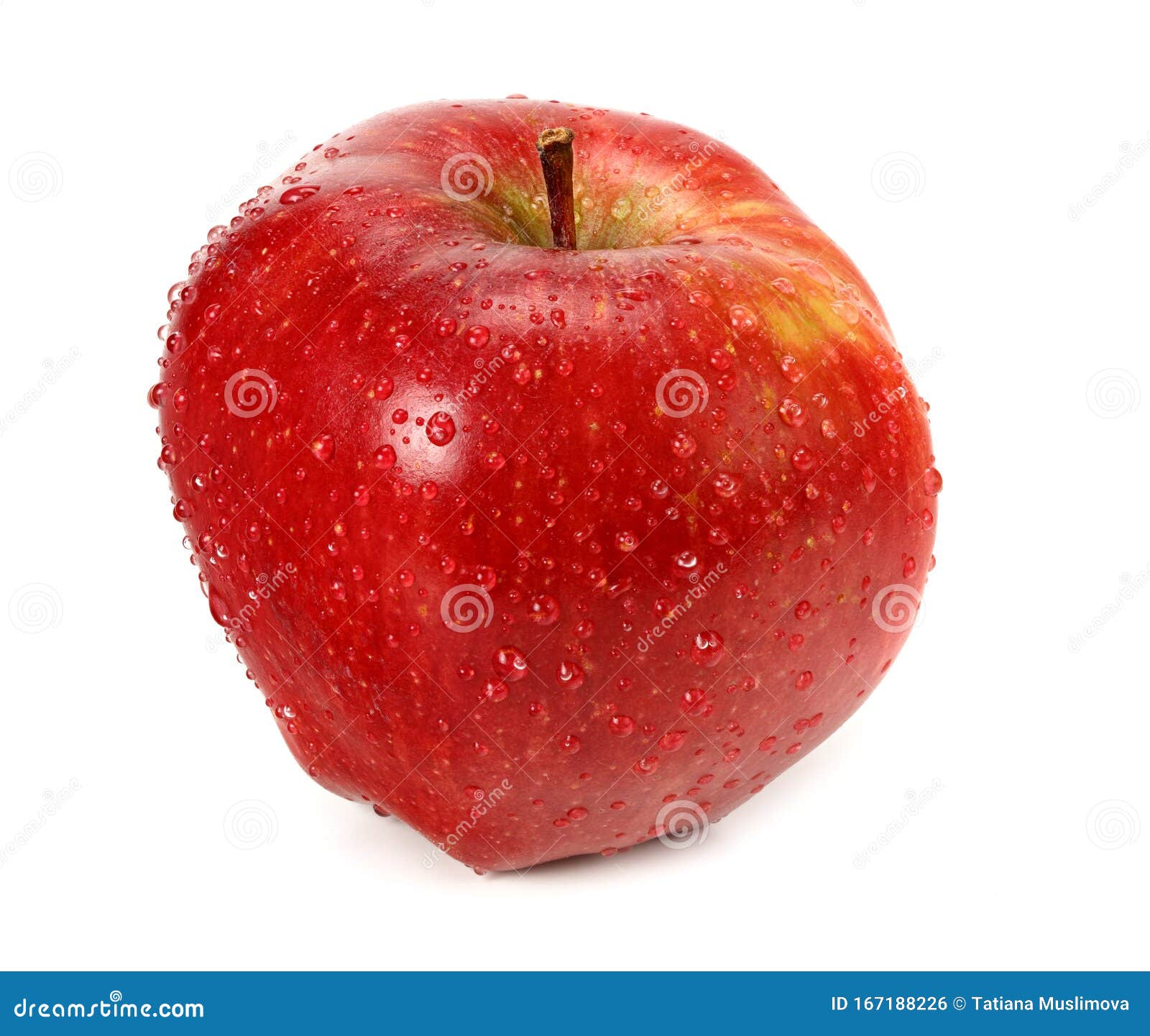 One Red Apple with Water Drops Isolated on White Background Stock Photo ...