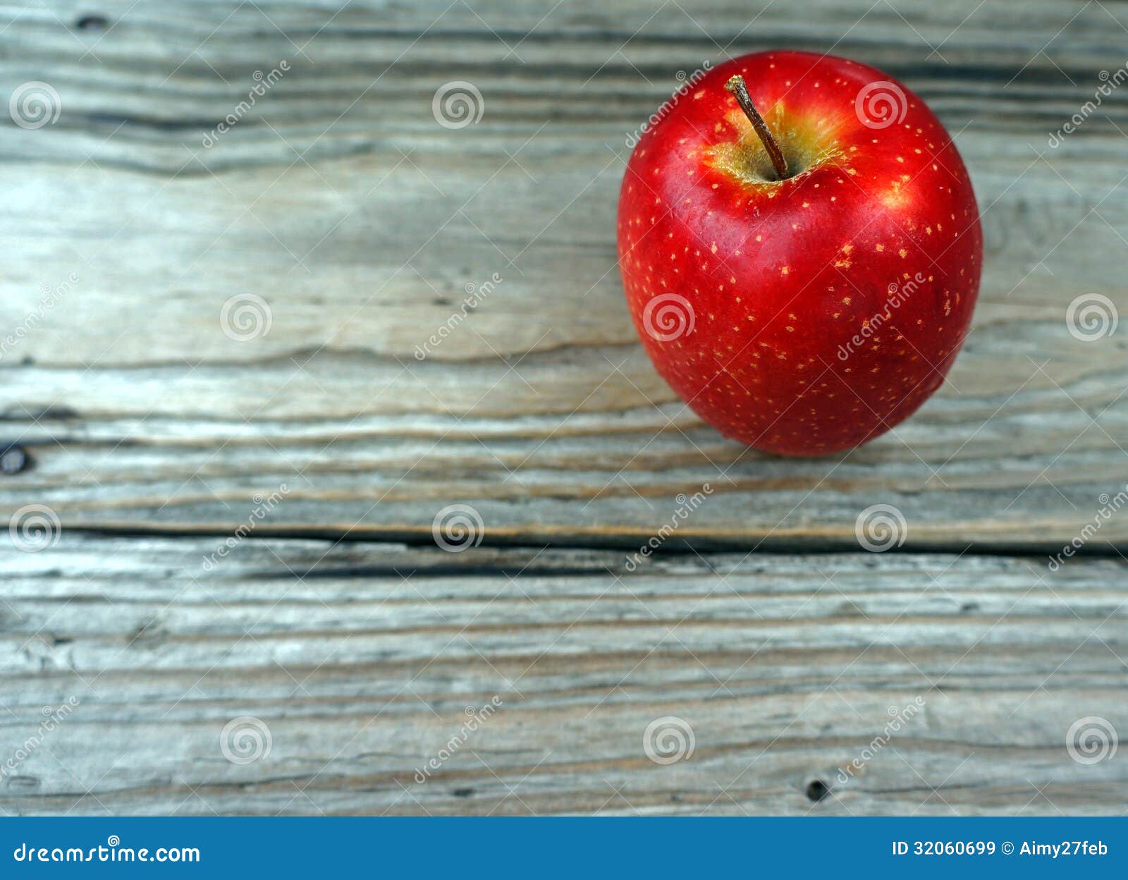One Red Apple on Wooden Table Stock Image - Image of apple, food: 32060699