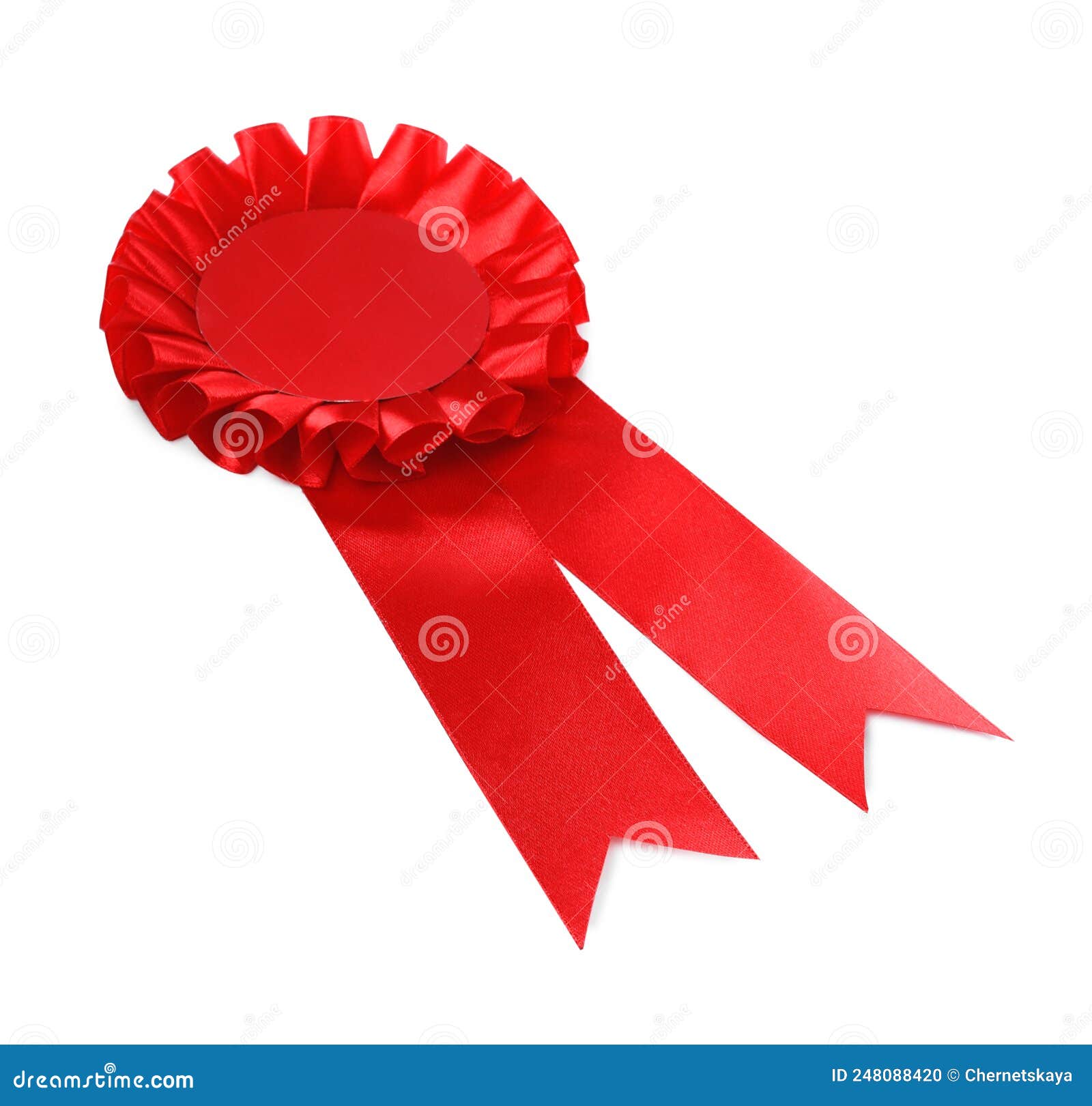 One Red Award Ribbon Isolated on White Stock Photo - Image of pride ...