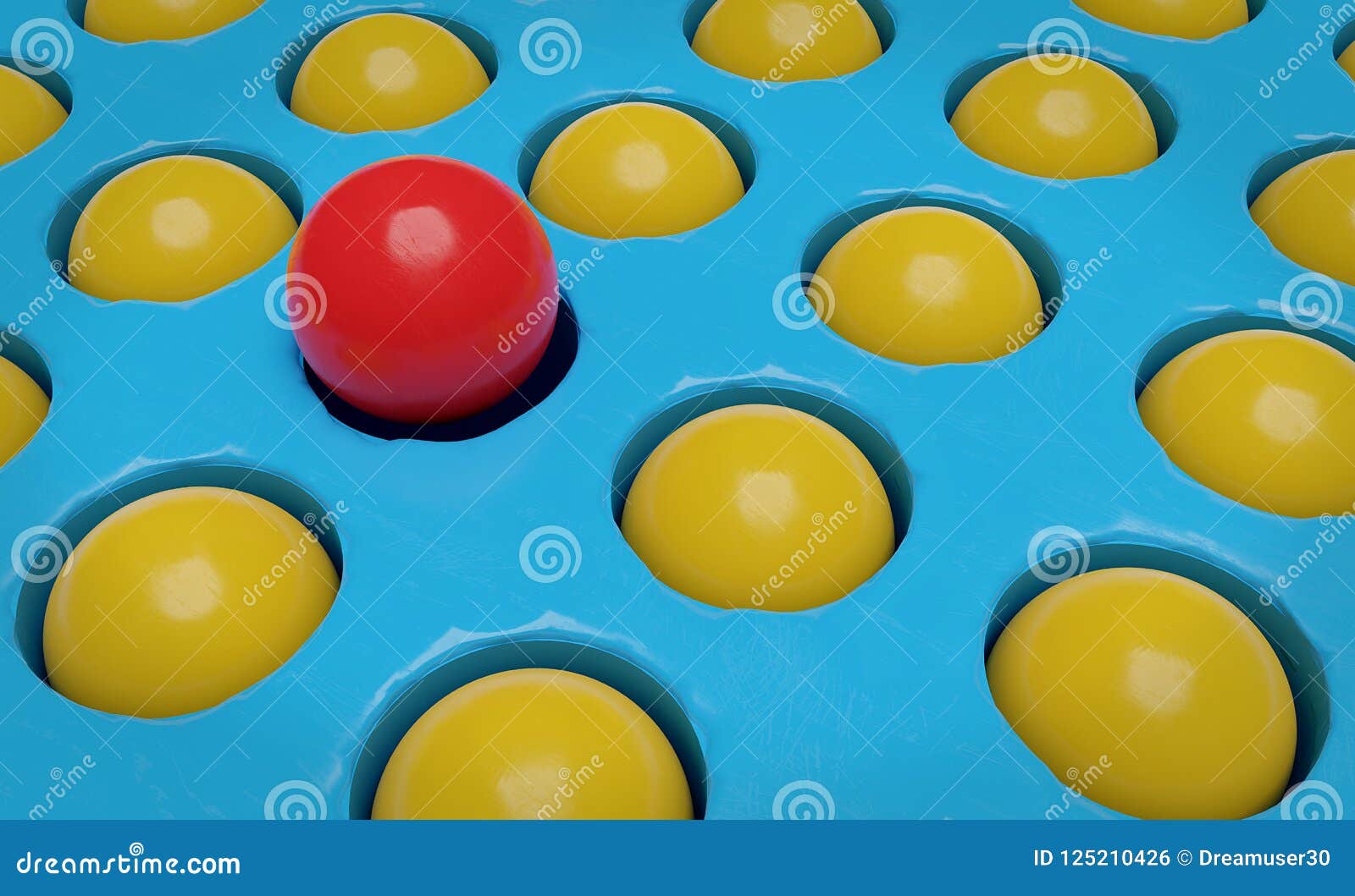 One Red Ball and Many Yellow Balls 3d Rendering Stock Illustration ...