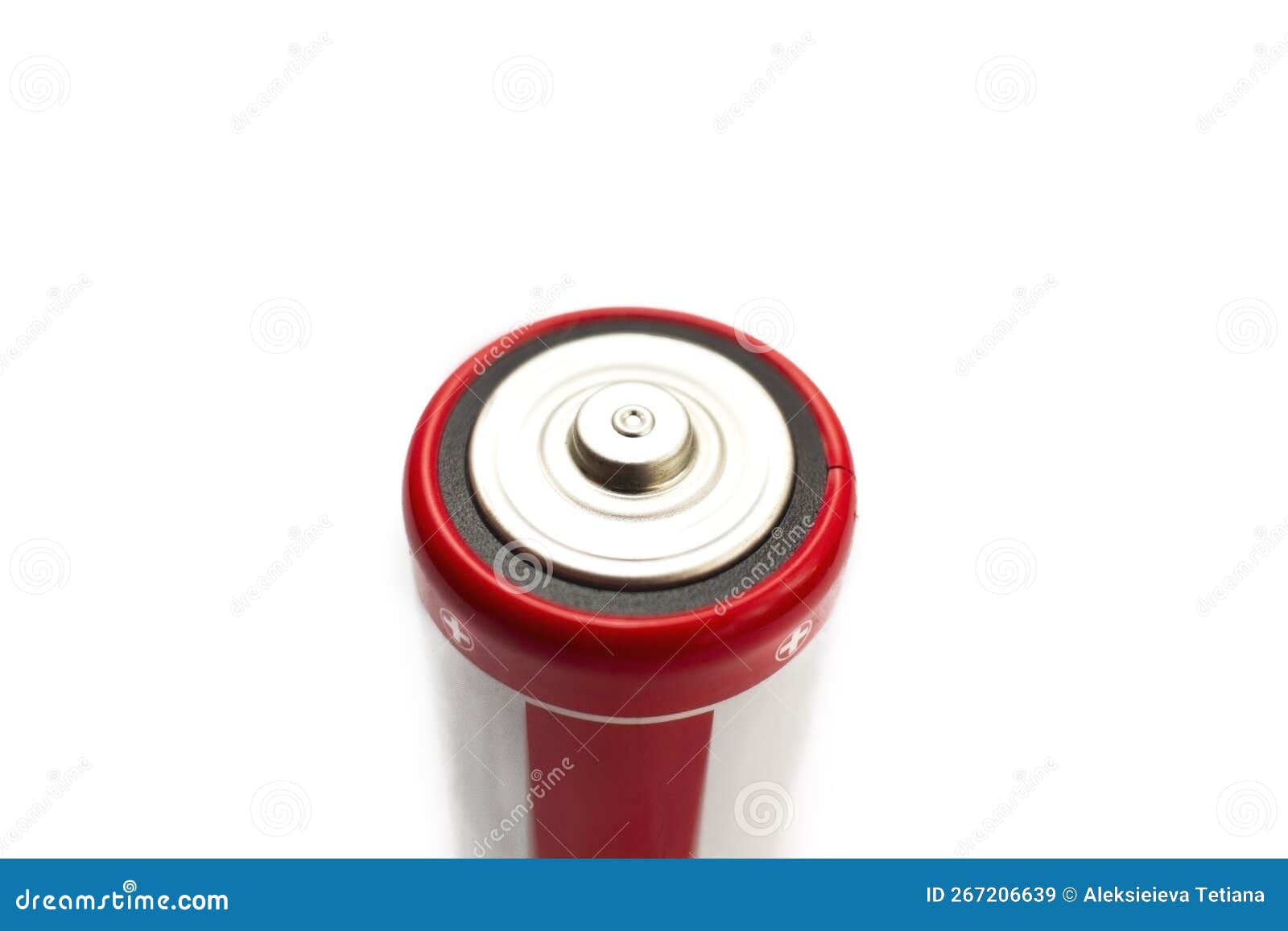 One Red Big Size Battery Isolated on White Backgraound Stock Image ...