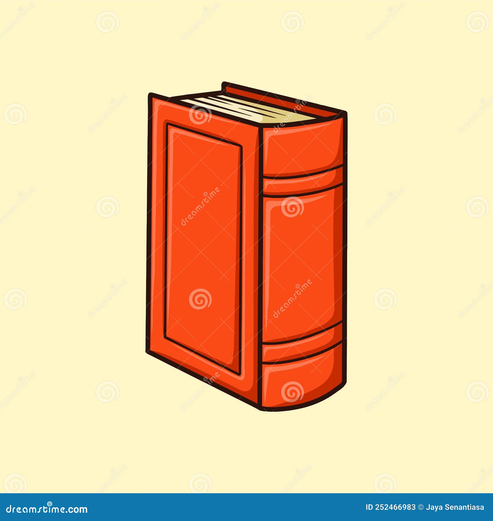 One Red Book Standing Vector Cartoon Illustration Stock Vector ...