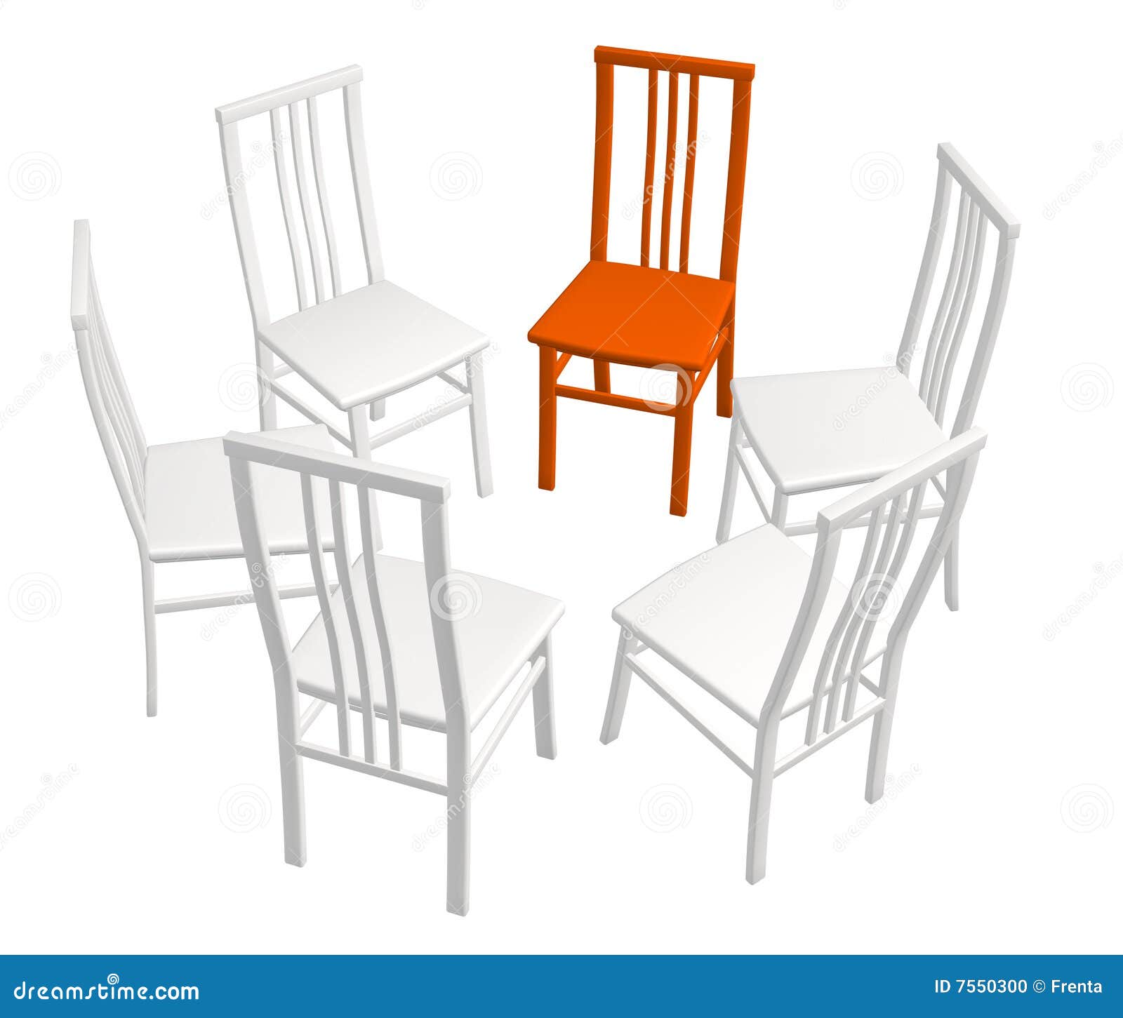 One Red Chair in a Row of White Chairs Stock Illustration ...