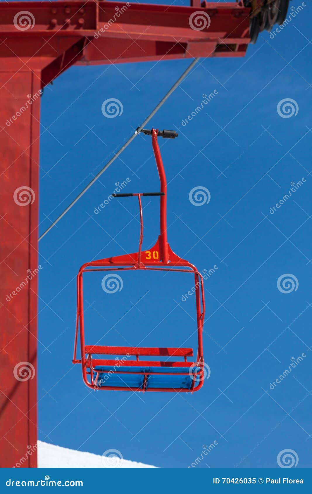 One red chair of ski lift stock image. Image of adrenaline - 70426035