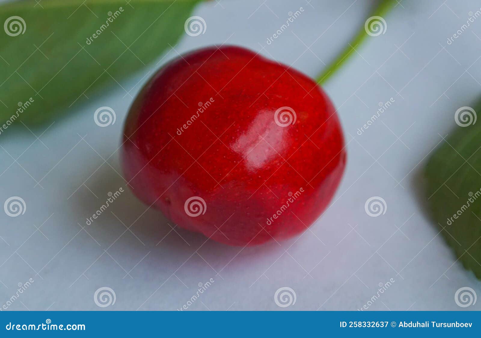 One red cherry stock image. Image of food, single, tasty - 258332637