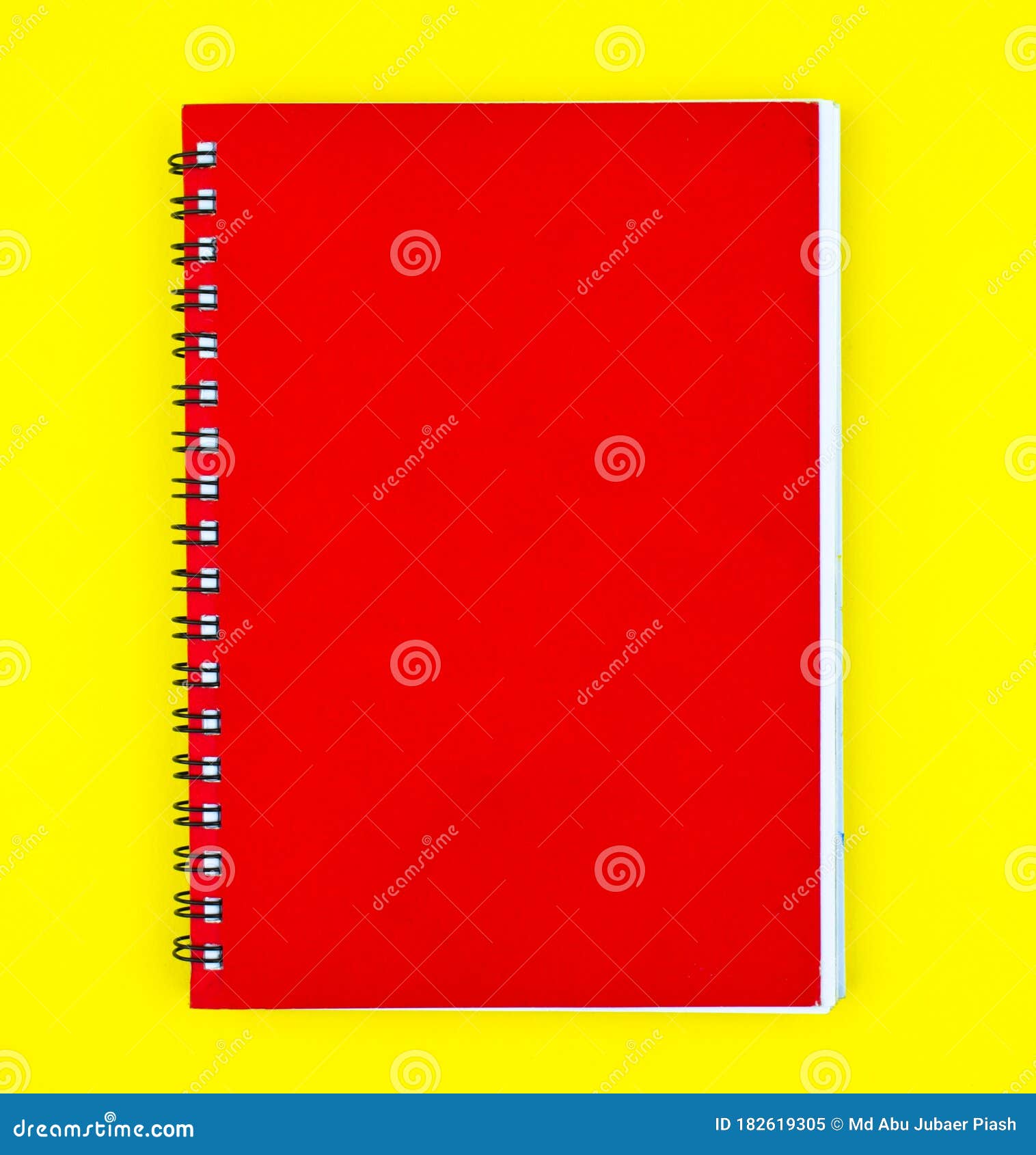 One Red Colored Note Paper Diary Placed on a Isolated Yellow Background ...