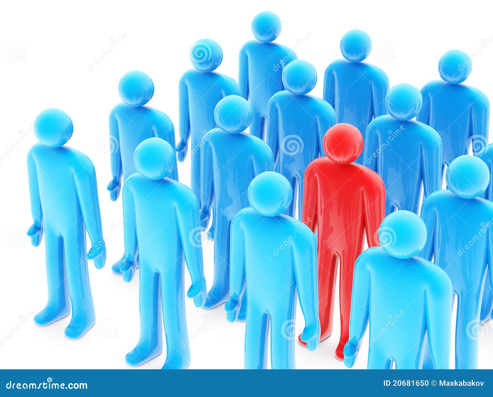 One Red Figure between Many Blue Peoples Stock Illustration ...