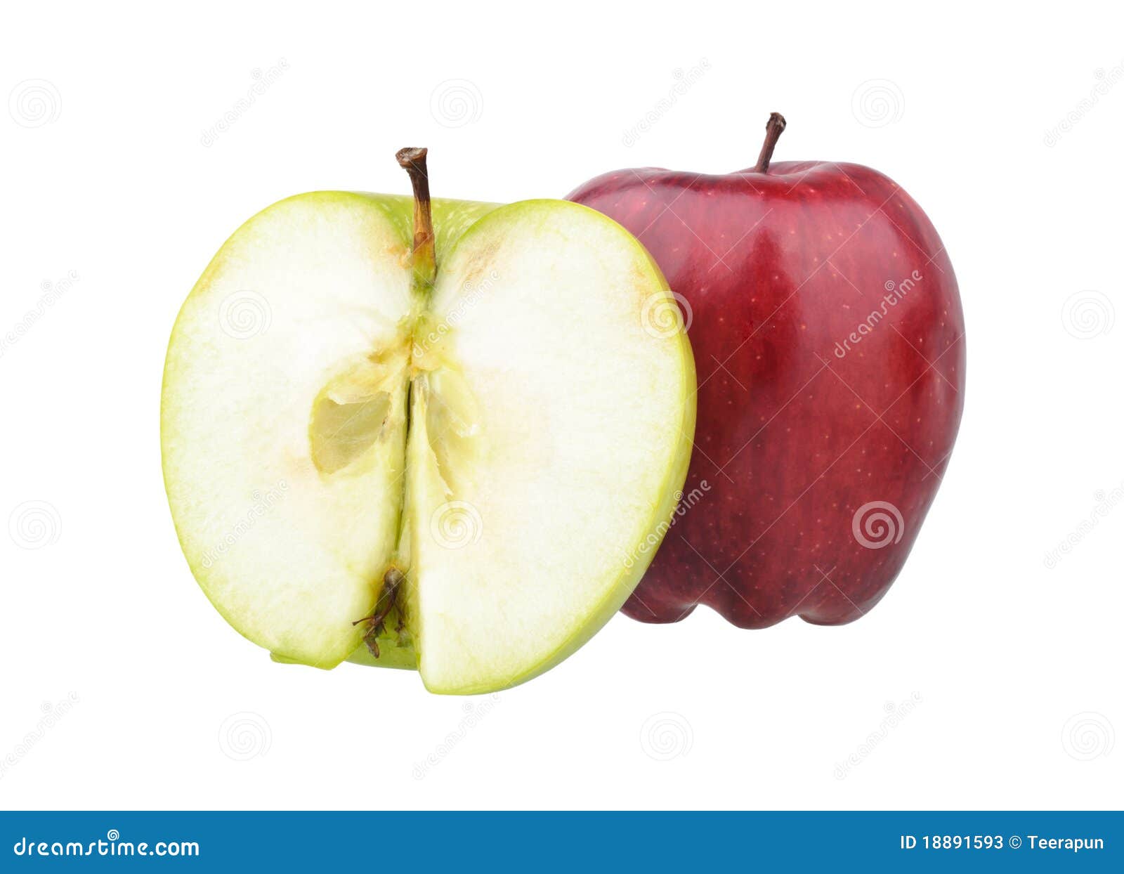 One Red and a Half of Green Apples Stock Image - Image of color ...