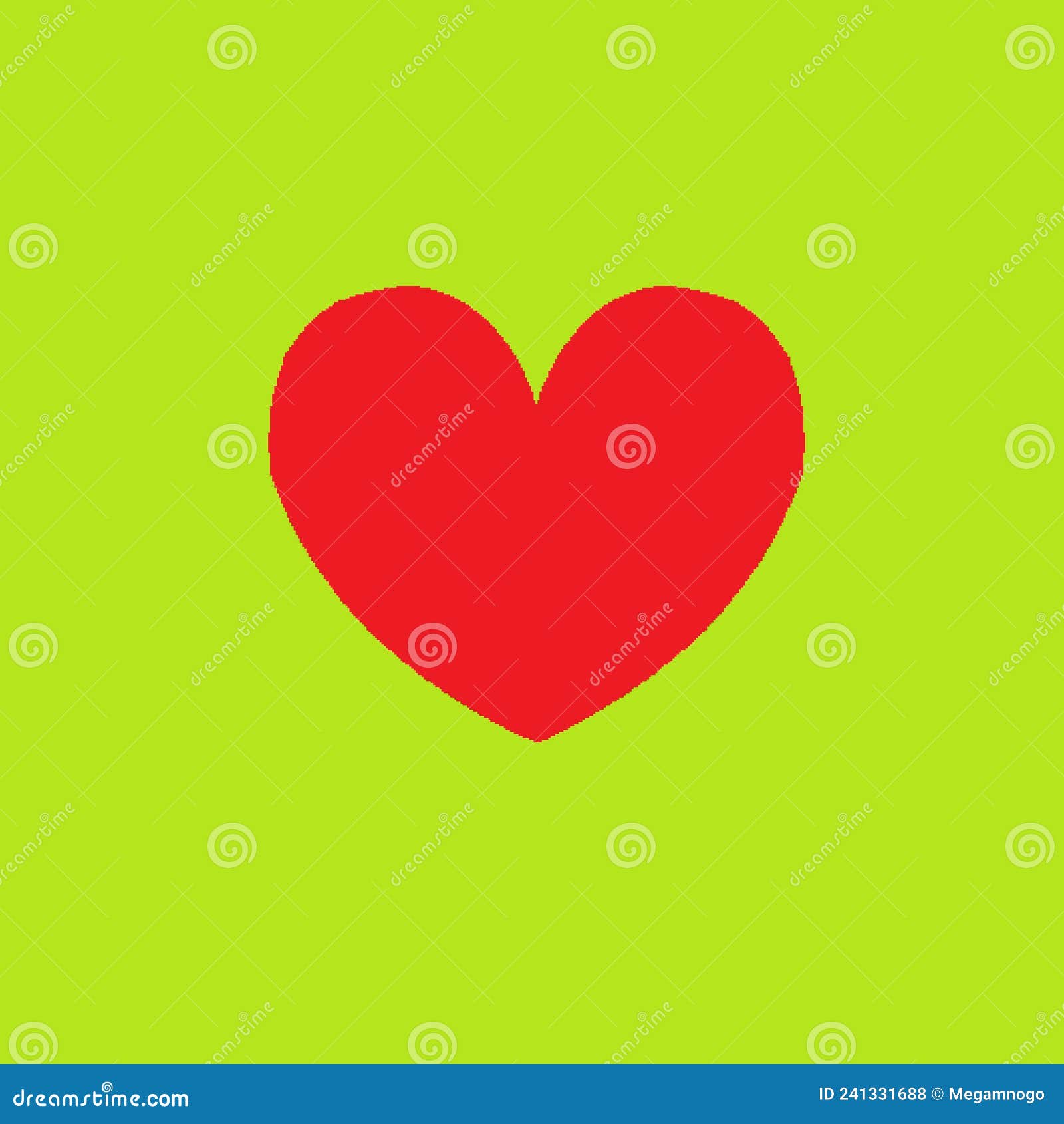 One Red Heart on Vivid Green Background Stock Illustration ...