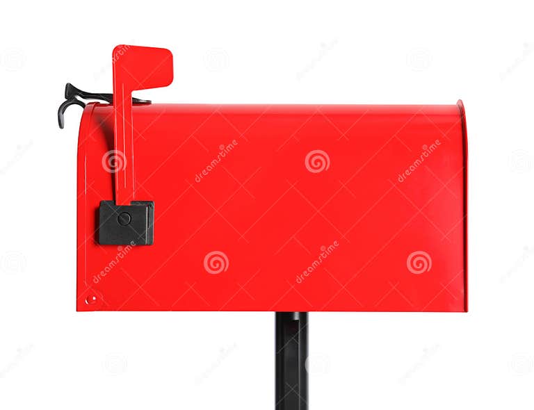 One Red Letter Box on White Background Stock Image - Image of color ...