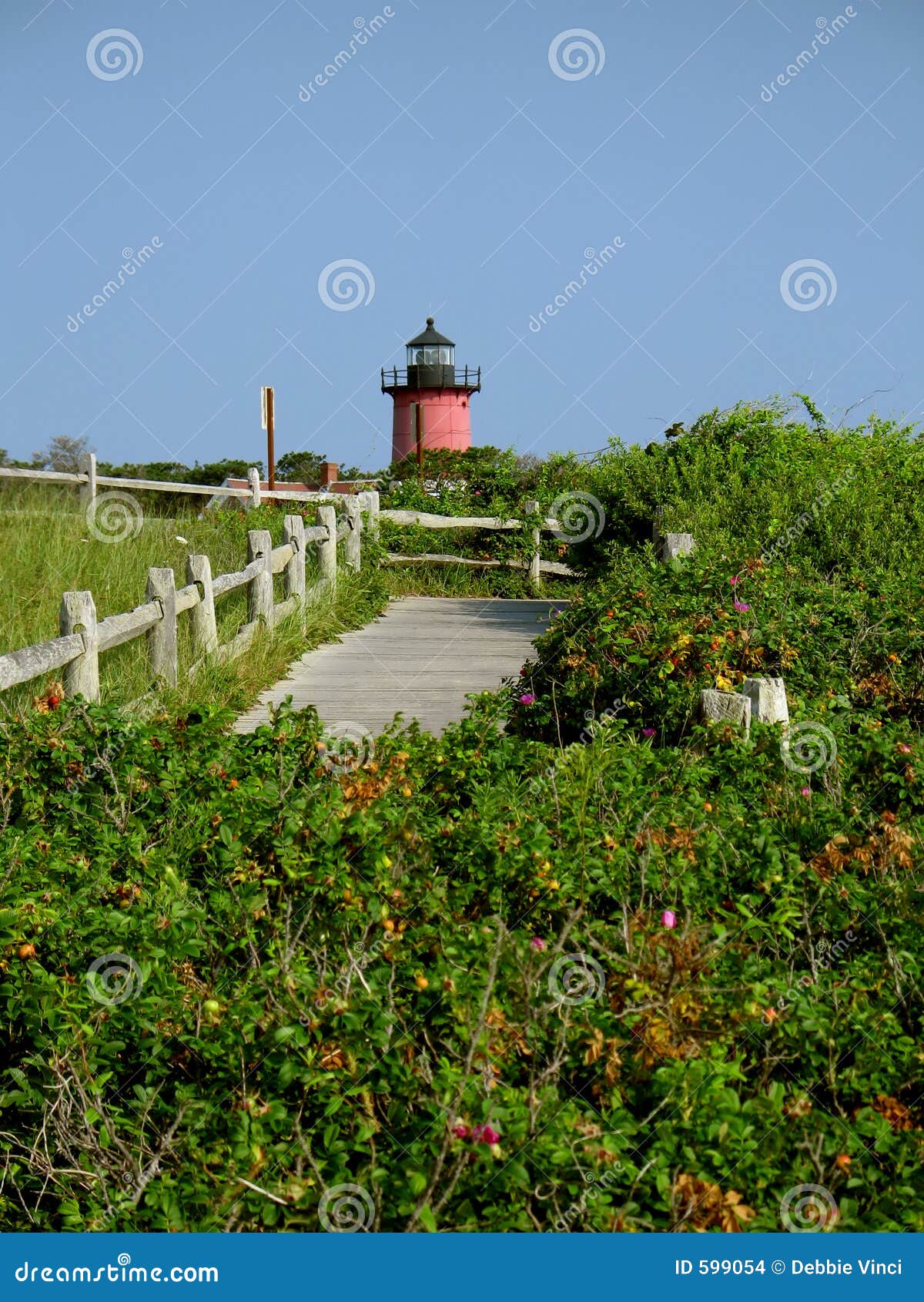 One Red Lighthouse stock photo. Image of morning, walkway - 599054